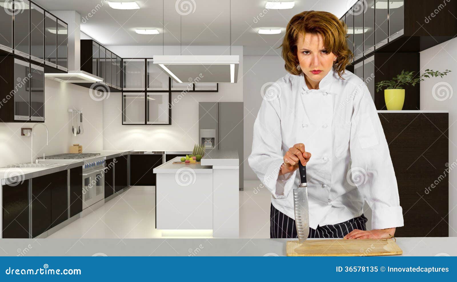 Chef in a Kitchen stock image. Image of knife, culinary - 36578135