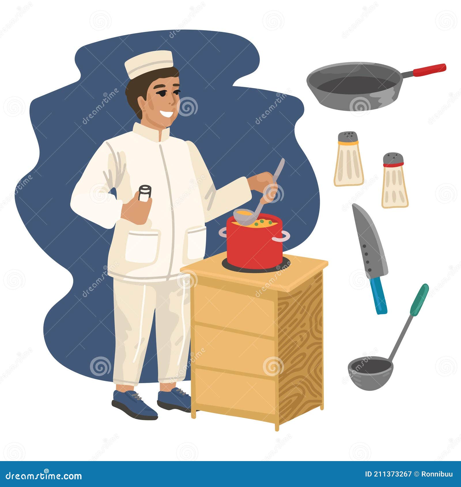 Cook. Professions, Character and Items for His Work. Children Education ...
