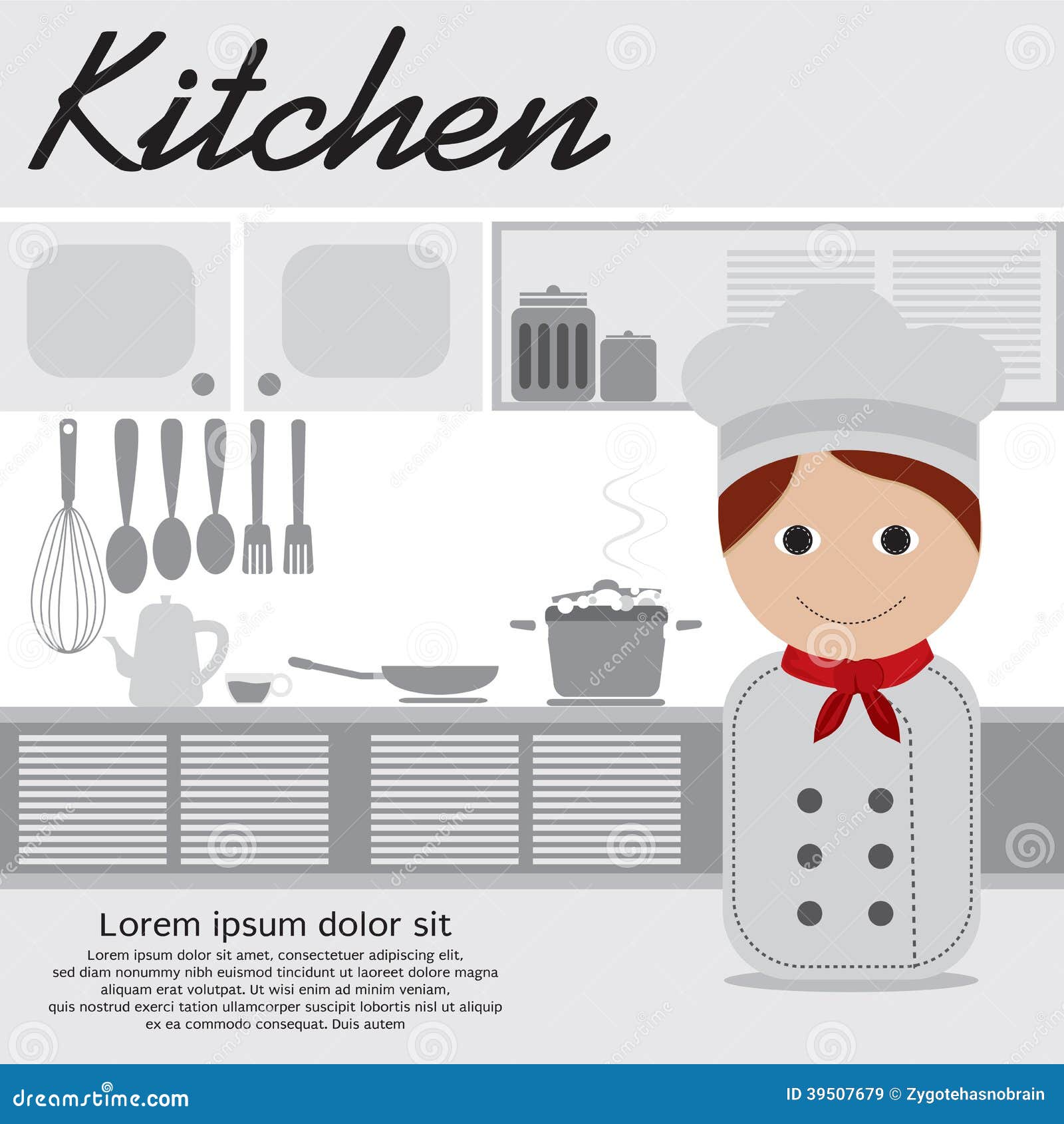 Chef in Kitchen stock vector. Illustration of human, happy - 39507679