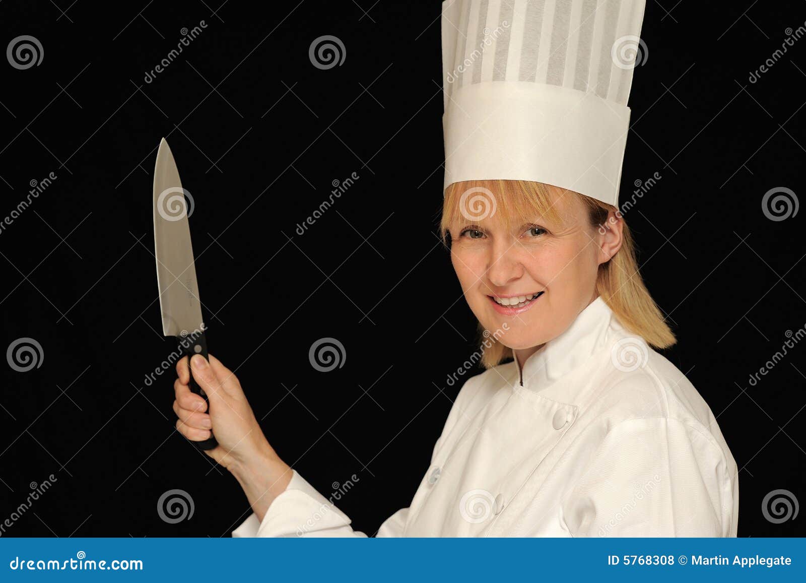 Chef with knife stock photo. Image of woman, happy, restaurant - 5768308