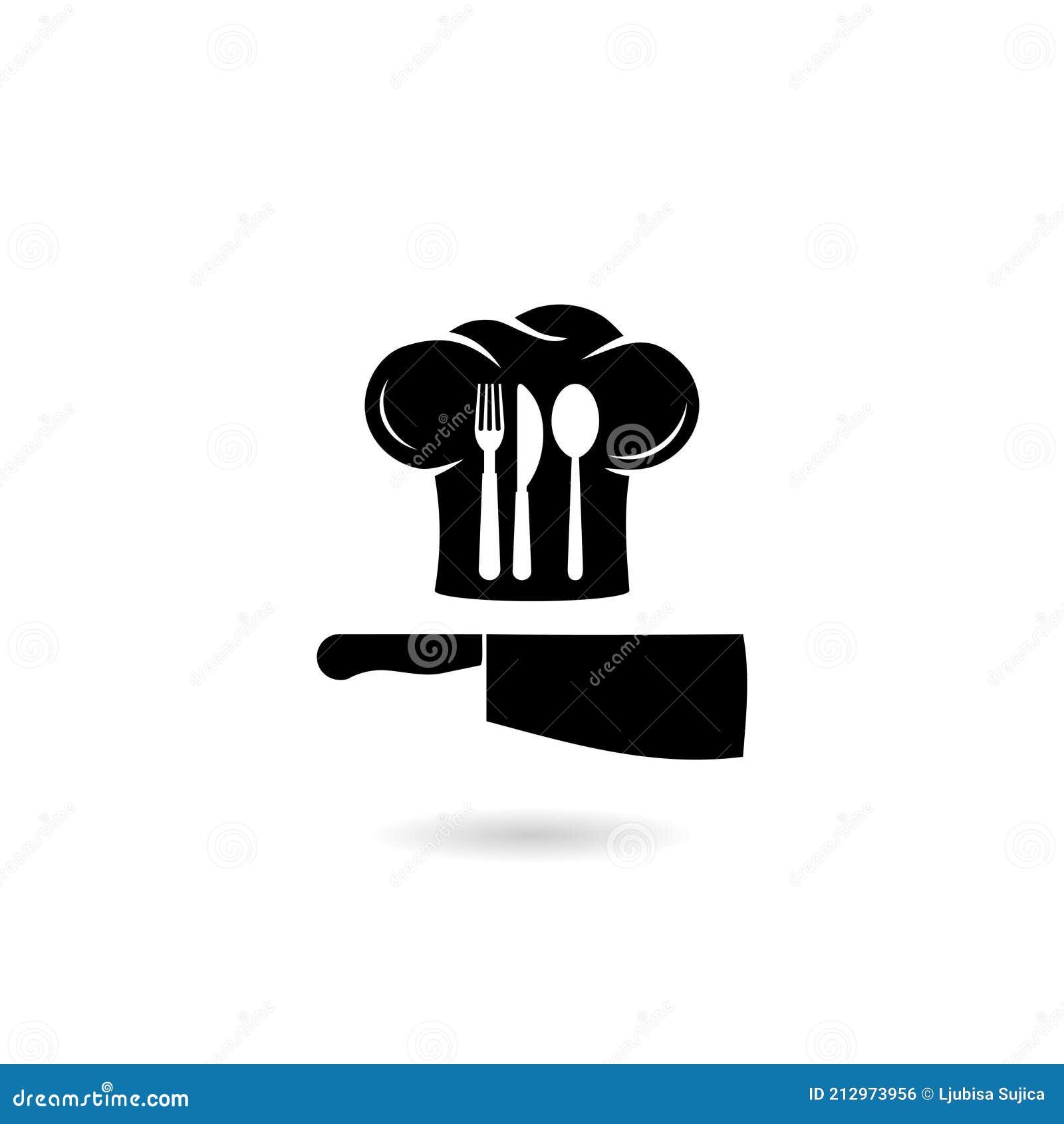 Chef Knives and Hat Chef Icon with Shadow Stock Vector - Illustration ...