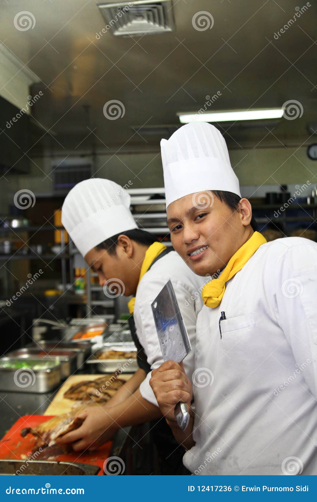 Chef-kok stock foto. Image of blij, werk, personeel, glimlach - 12417236