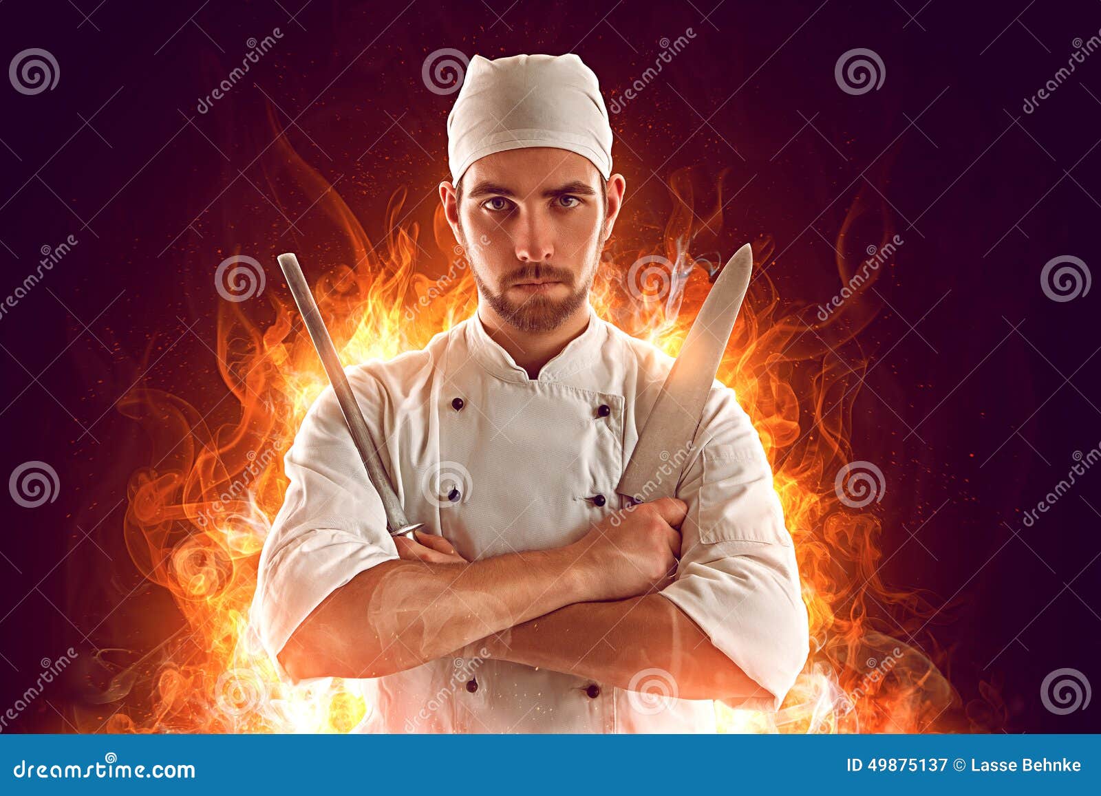 Chef-kok stock afbeelding. Image of scherper, grillen - 49875137