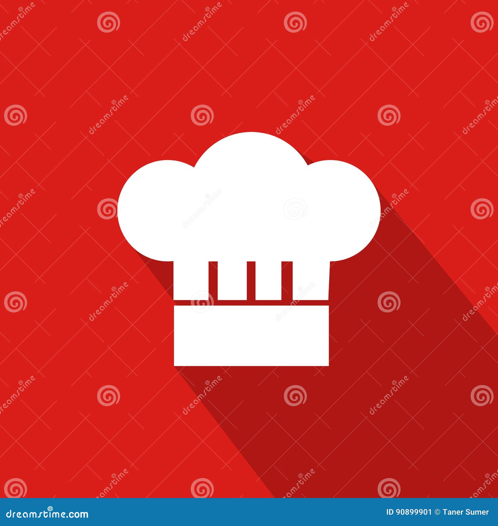 Chef-kok Hat Flat Icon Met Rode Achtergrond Vector Illustratie ...