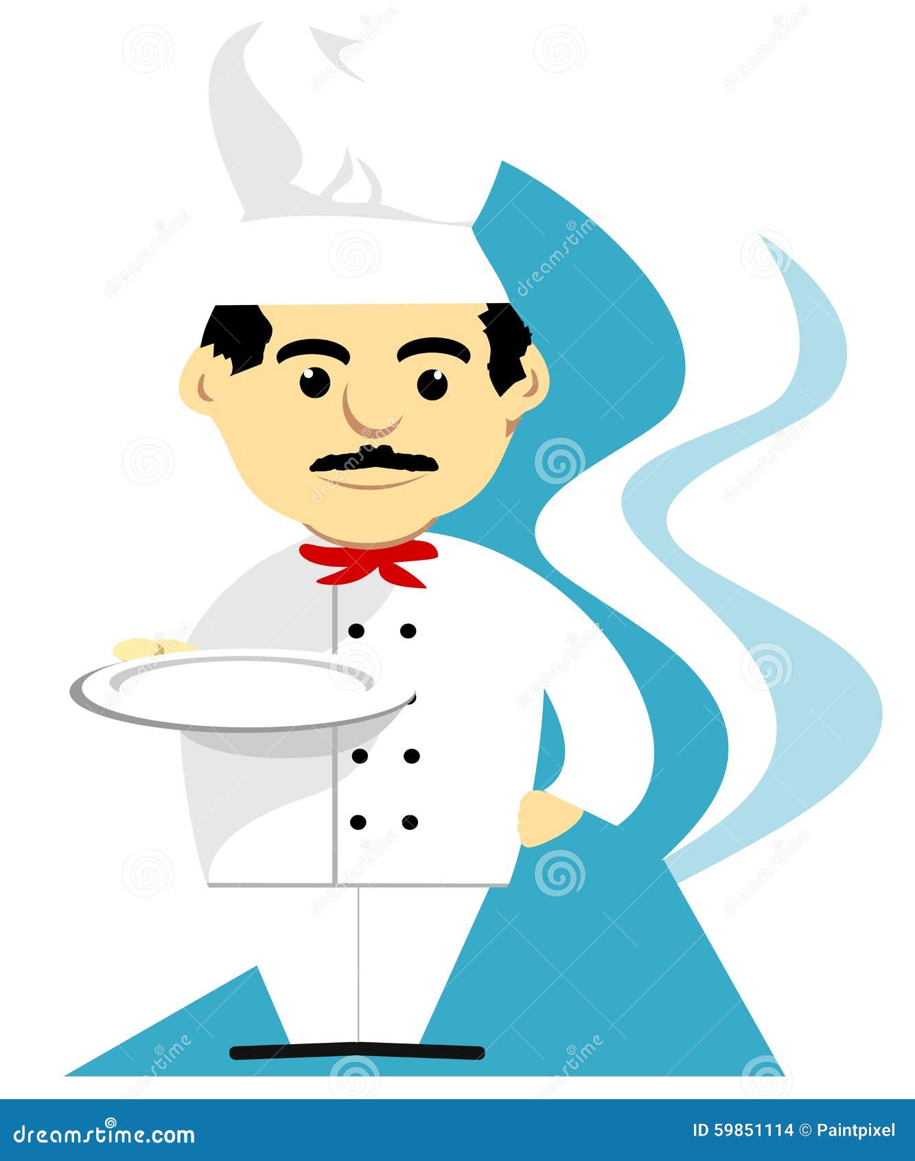 Chef-kok met dienblad vector illustratie. Illustration of dineren ...