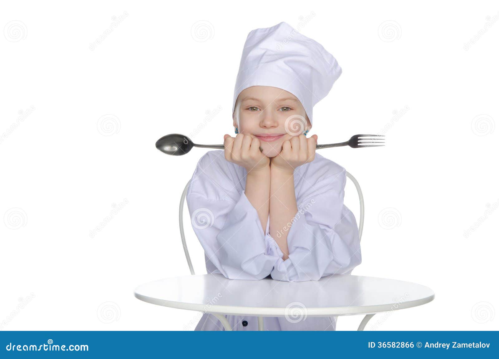 Chef-kok met vork en lepel stock foto. Image of achtergrond - 36582866