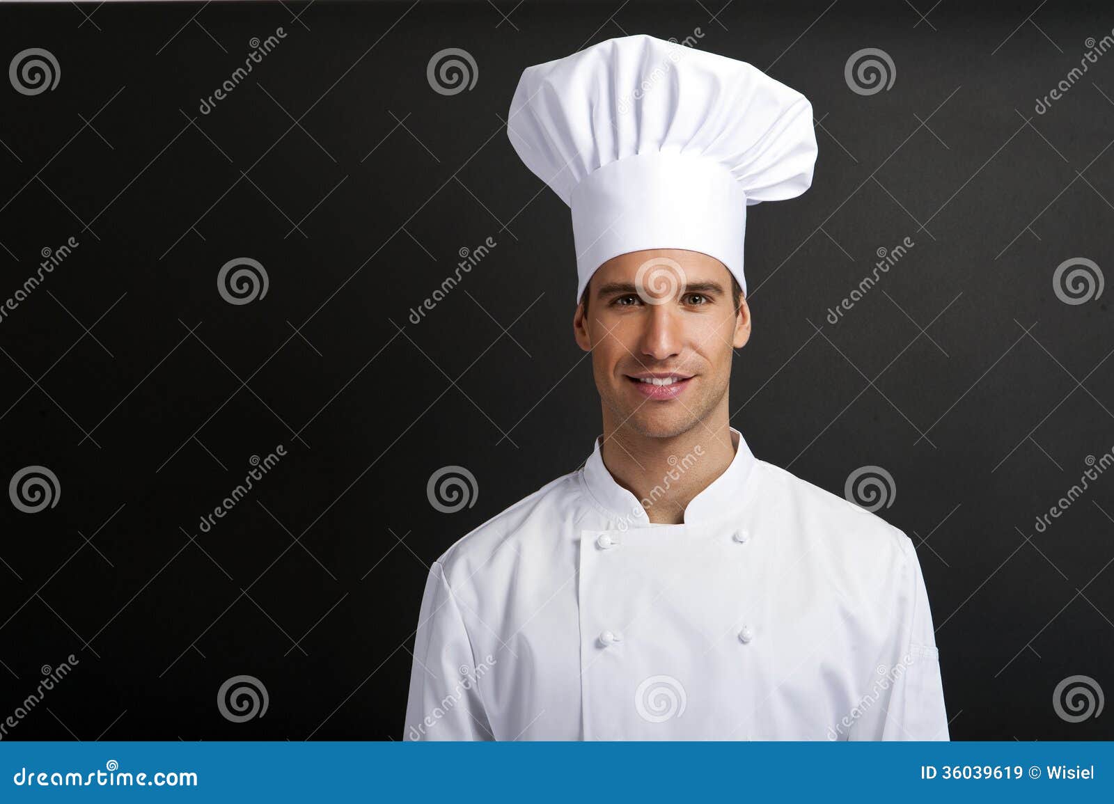 Chef-kokkok Tegen Donkere Achtergrond Stock Afbeelding - Image of ...