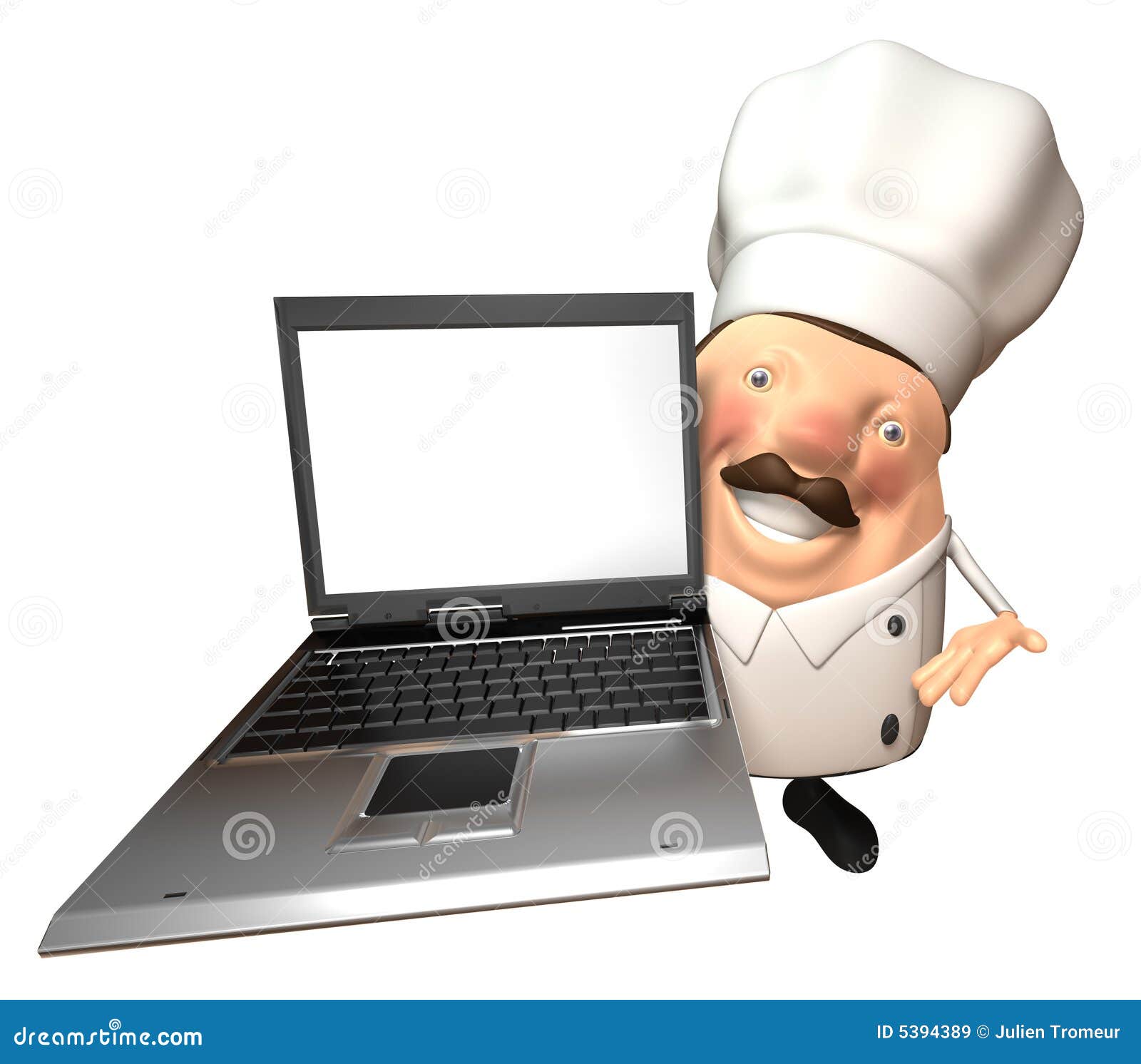 Chef with a laptop stock illustration. Illustration of food - 5394389