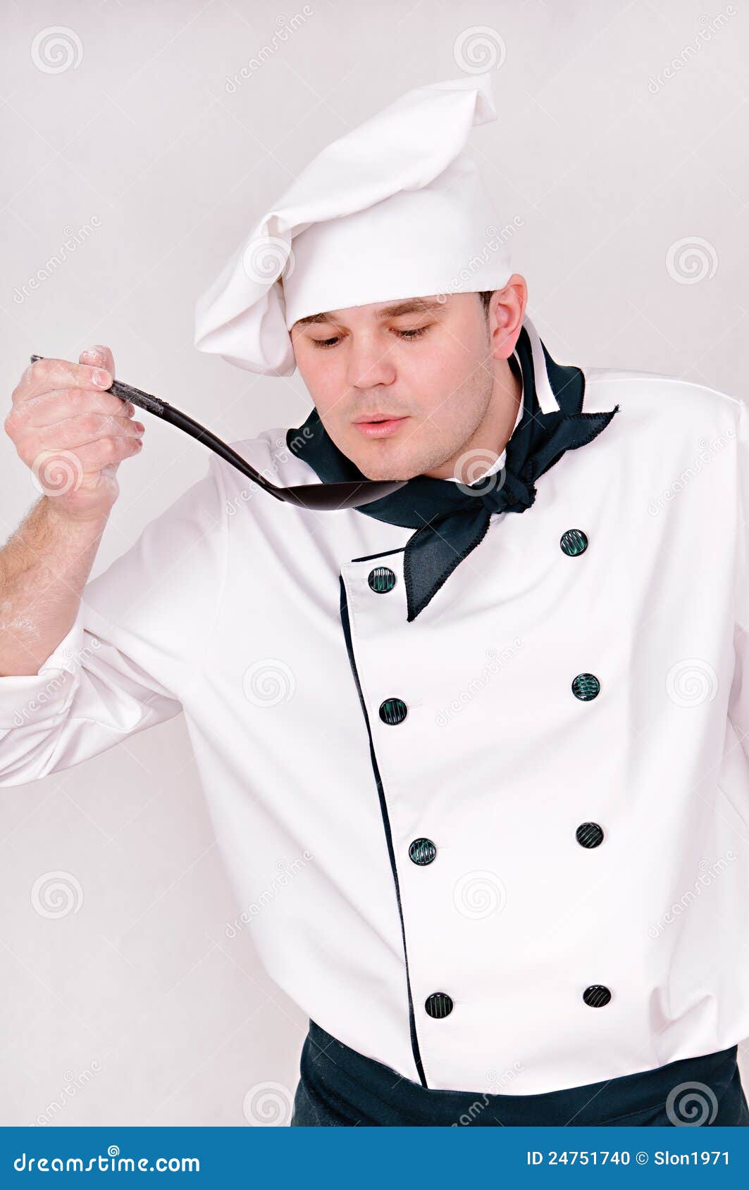 Chef with large spoon stock photo. Image of prepared - 24751740