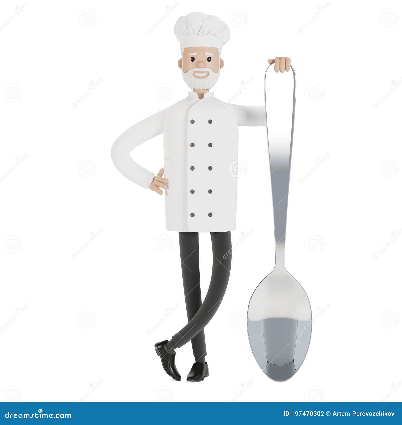 Chef with a large spoon. stock illustration. Illustration of uniform ...