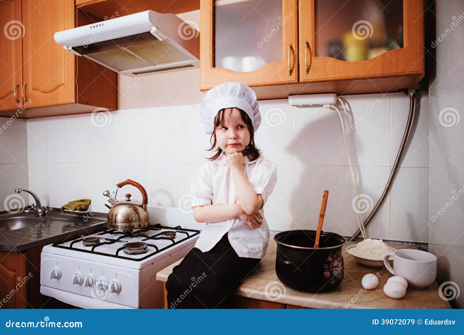 Chef. stock image. Image of interior, sitting, girl, cook - 39072079
