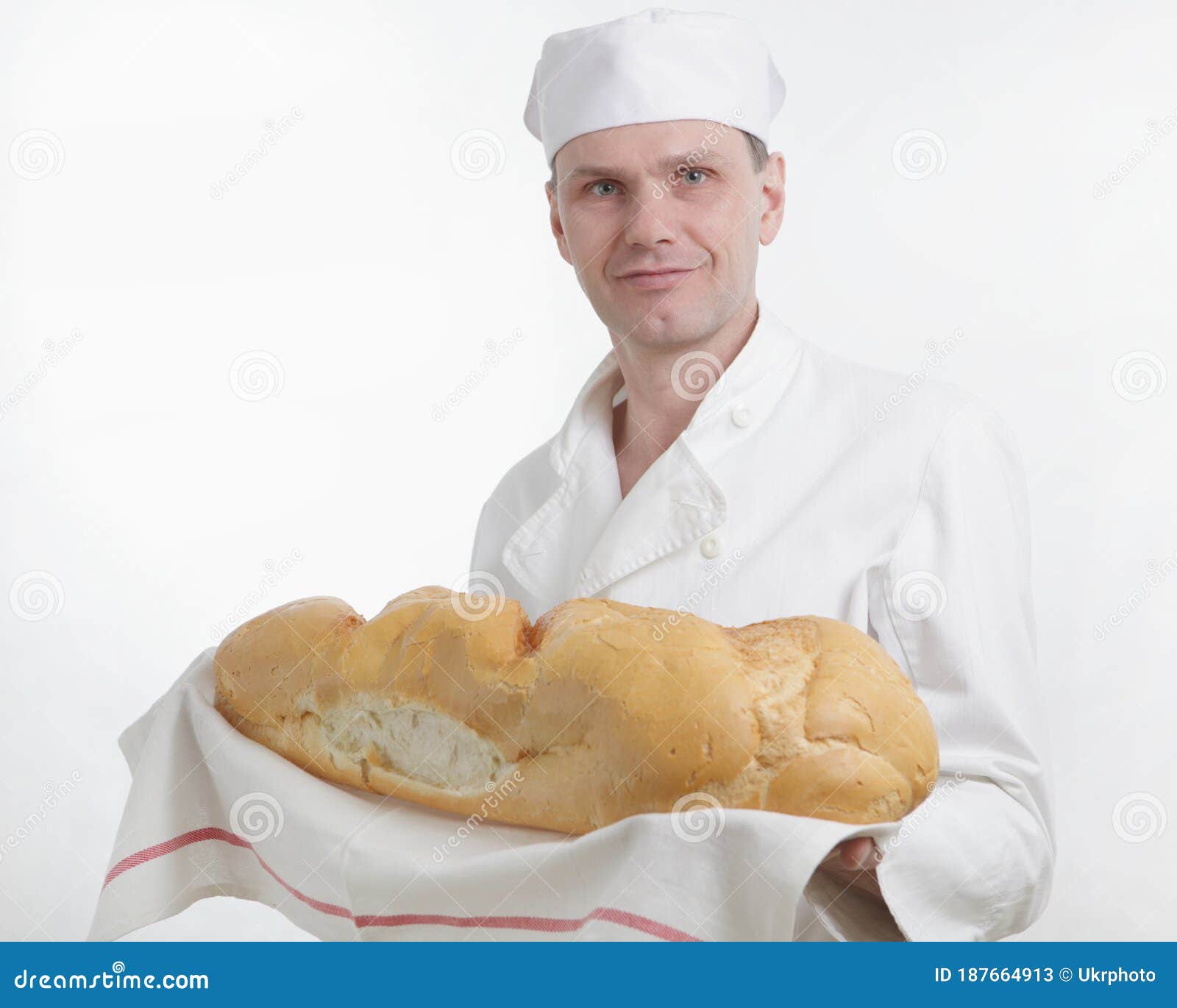 Chef with a loaf of bread stock image. Image of giant - 187664913