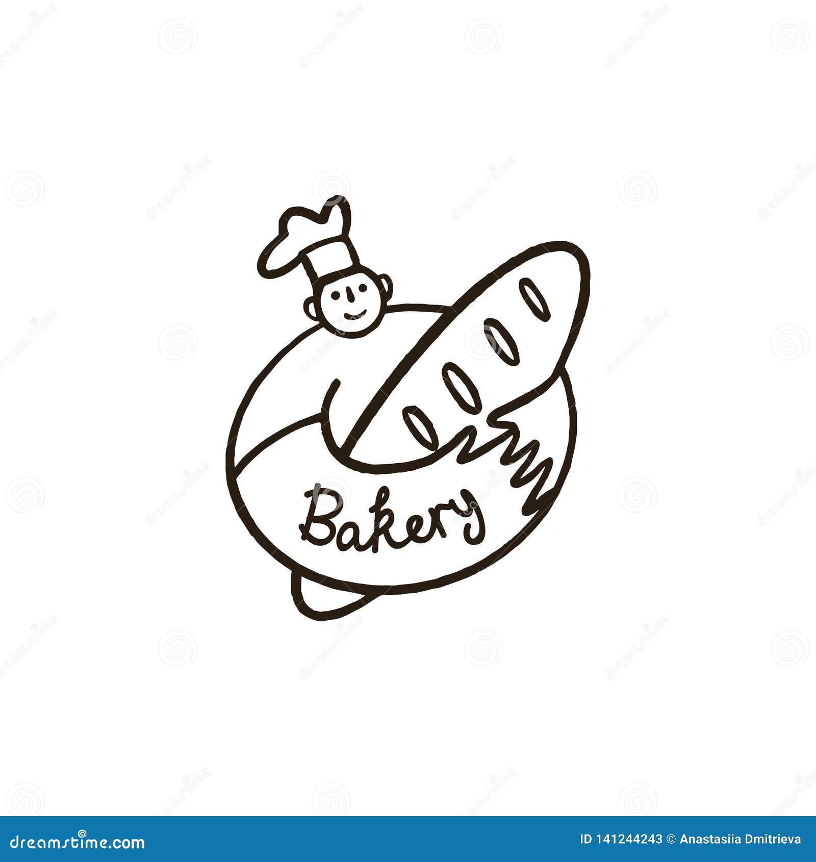 Chef with loaf logo stock vector. Illustration of isolated - 141244243