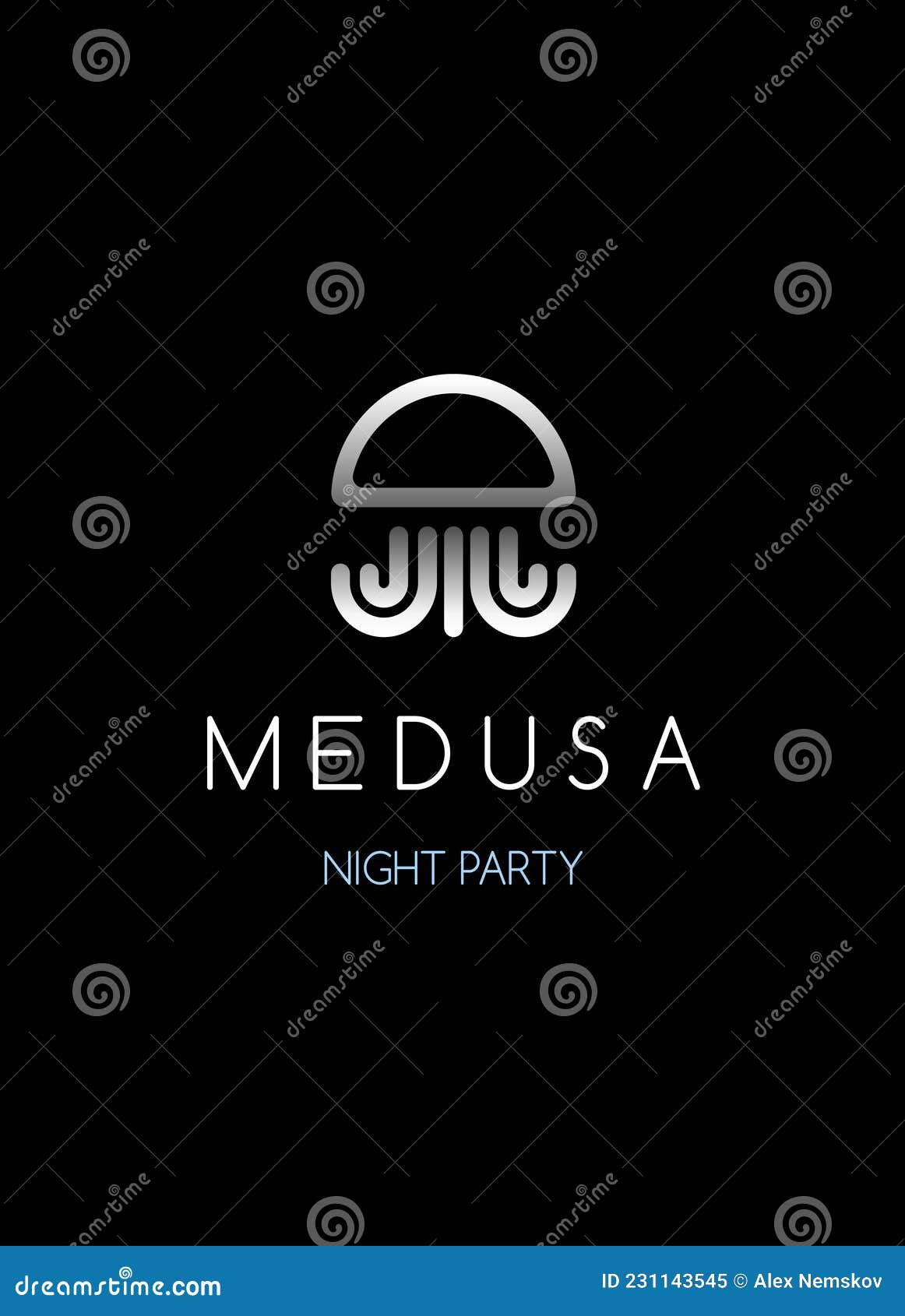 Medusa Logo on a Black Background Stock Illustration - Illustration of ...