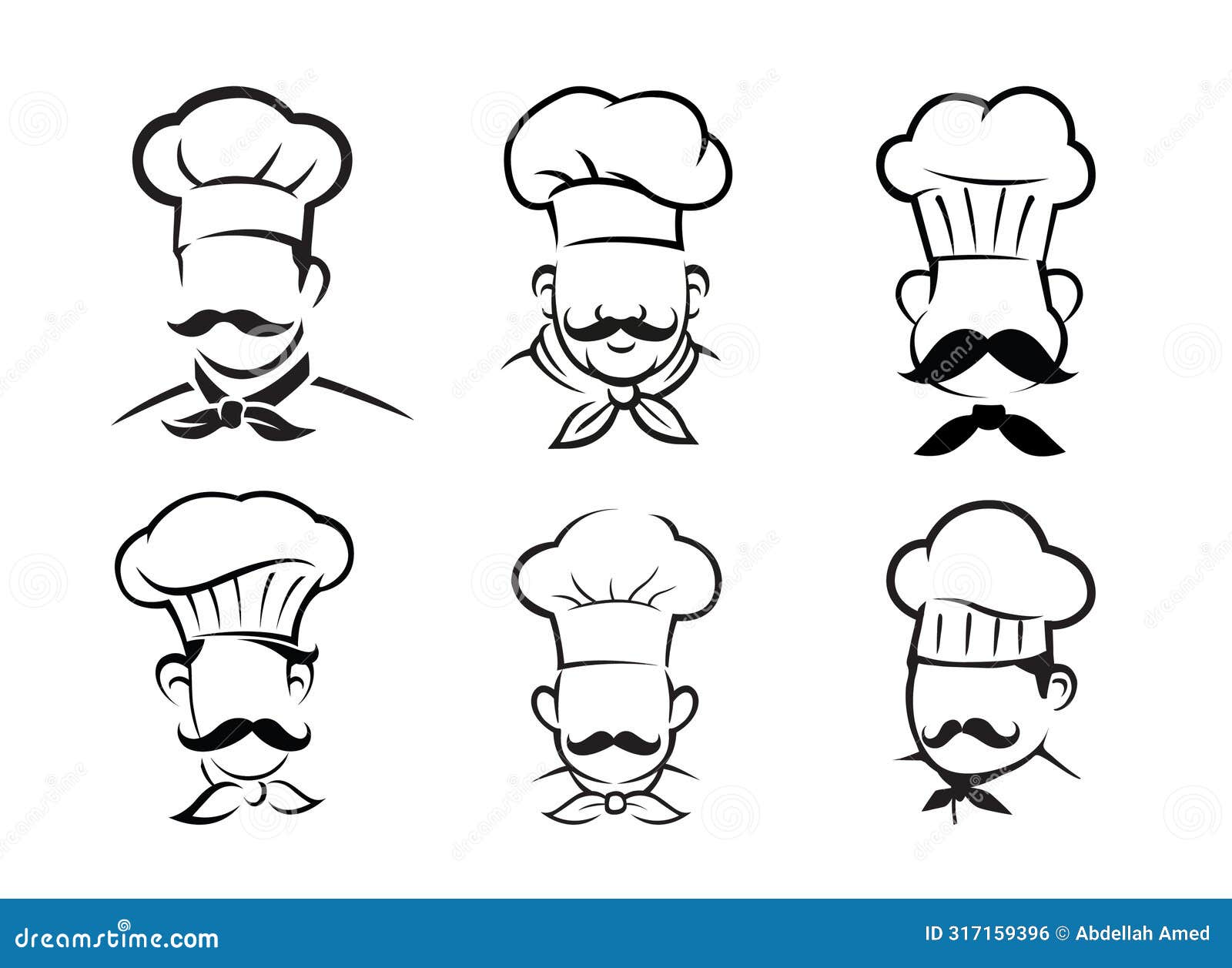 Creative Chef Head Moustache Hat Collection Logo Stock Vector ...