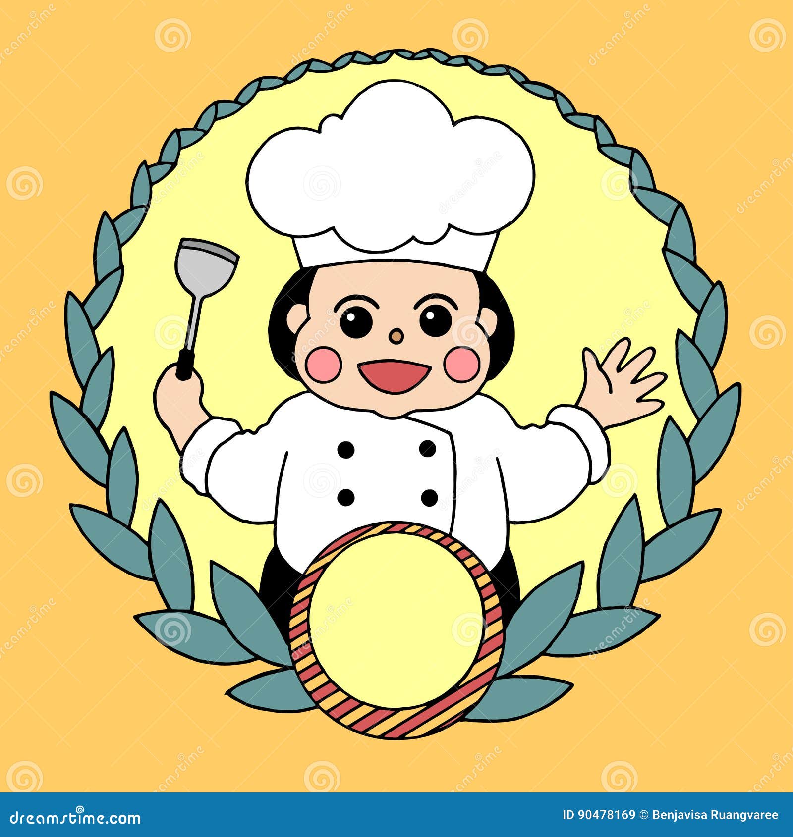 Chef Logo Award Design Vector Illustration Yellow Tone Stock Vector ...