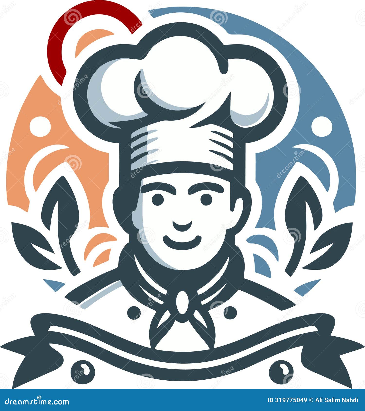 Chef Logo Simple with Natural Plants Stock Vector - Illustration of ...