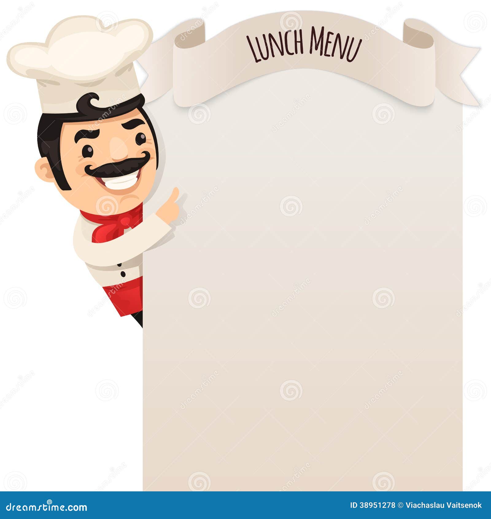Chef Looking au menu vide illustration de vecteur. Illustration du ...