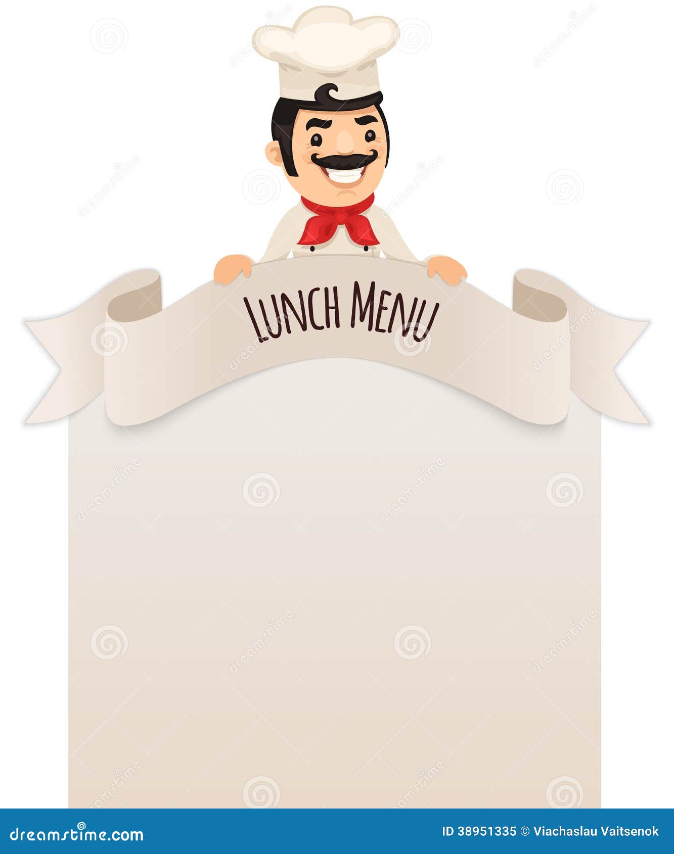 Chef Looking at Blank Menu on Top Stock Vector - Illustration of cute ...