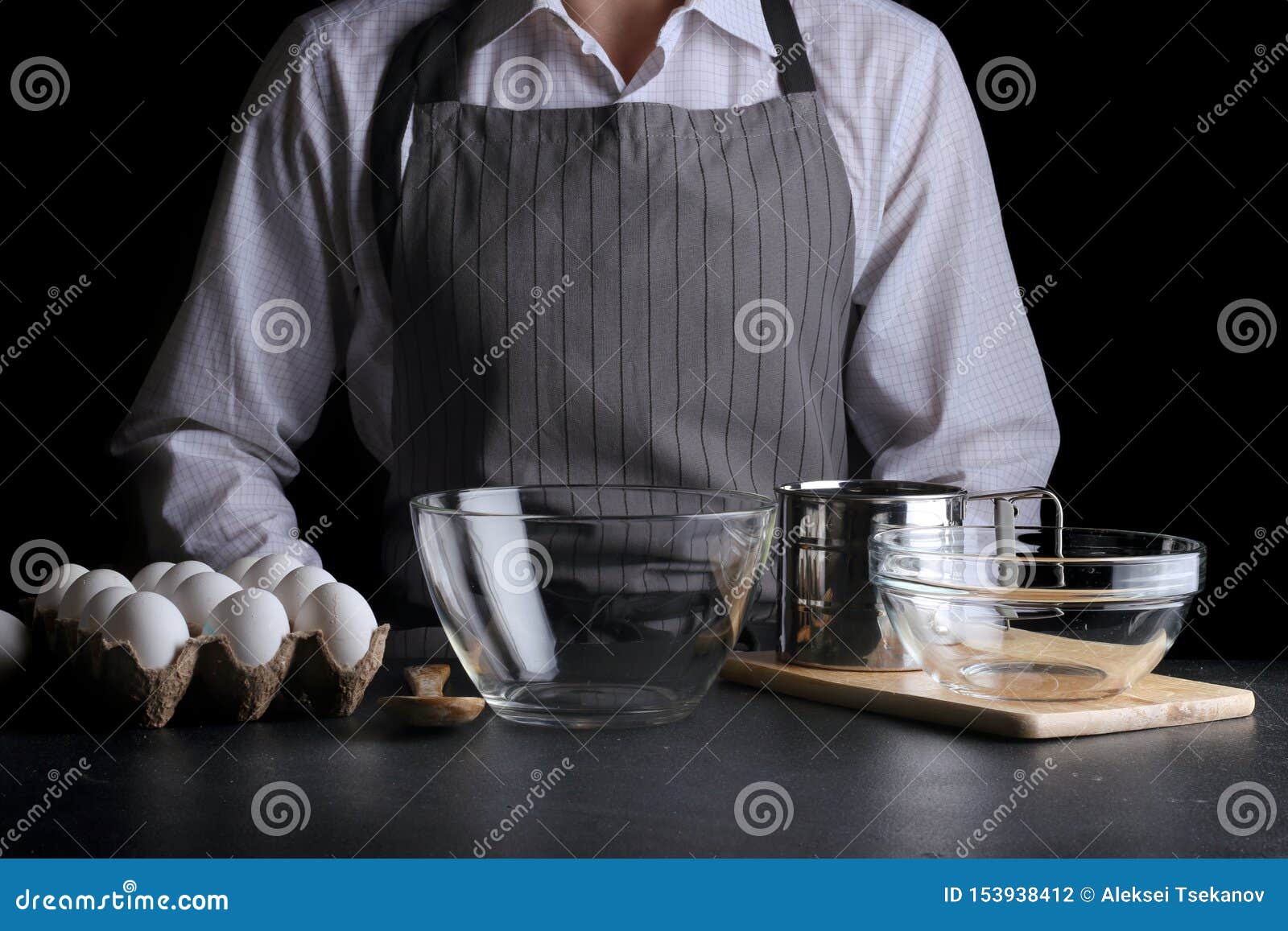 Chef Make Cake. Pie Making. Recipe Concept on Dark Background Stock ...