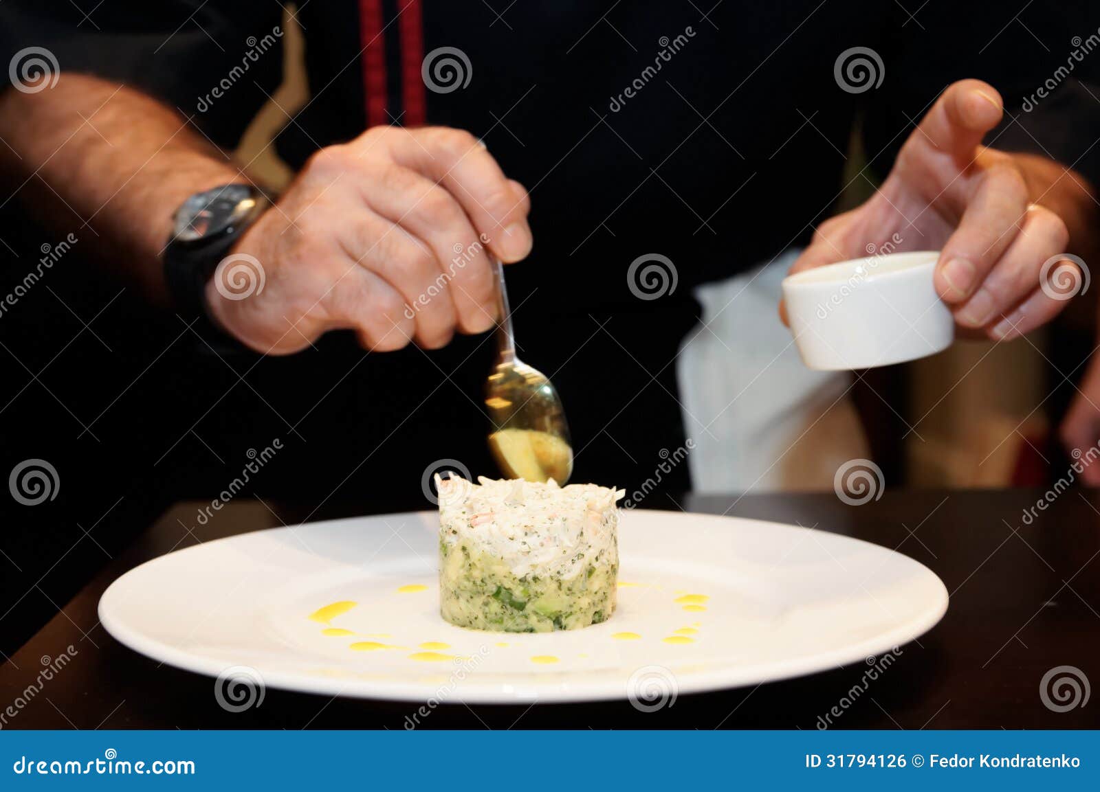 Chef is making appetizer stock photo. Image of lunch - 31794126