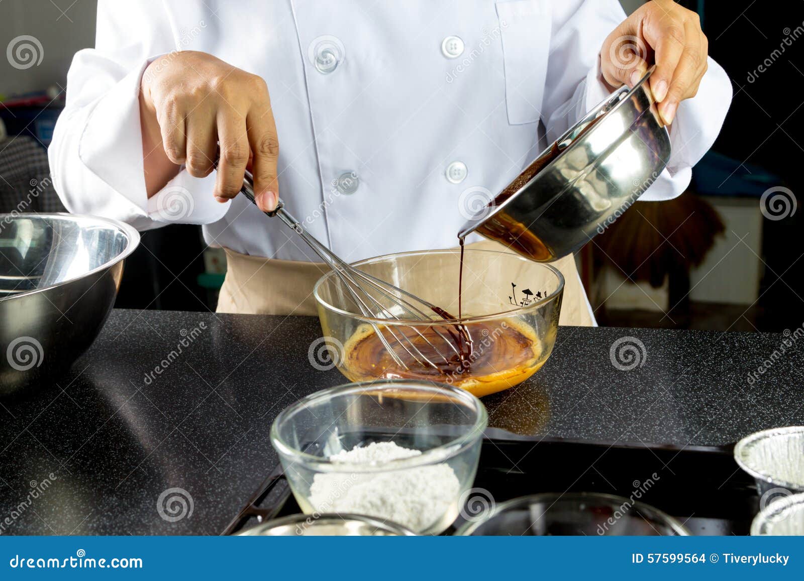 Chef making bakery stock photo. Image of kitchen, mixing - 57599564