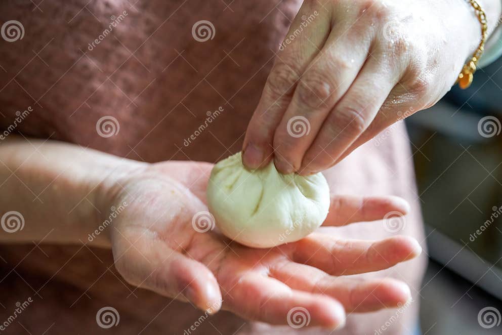 A Chef is Making Buns in the Chinese Kitchen Stock Image - Image of ...
