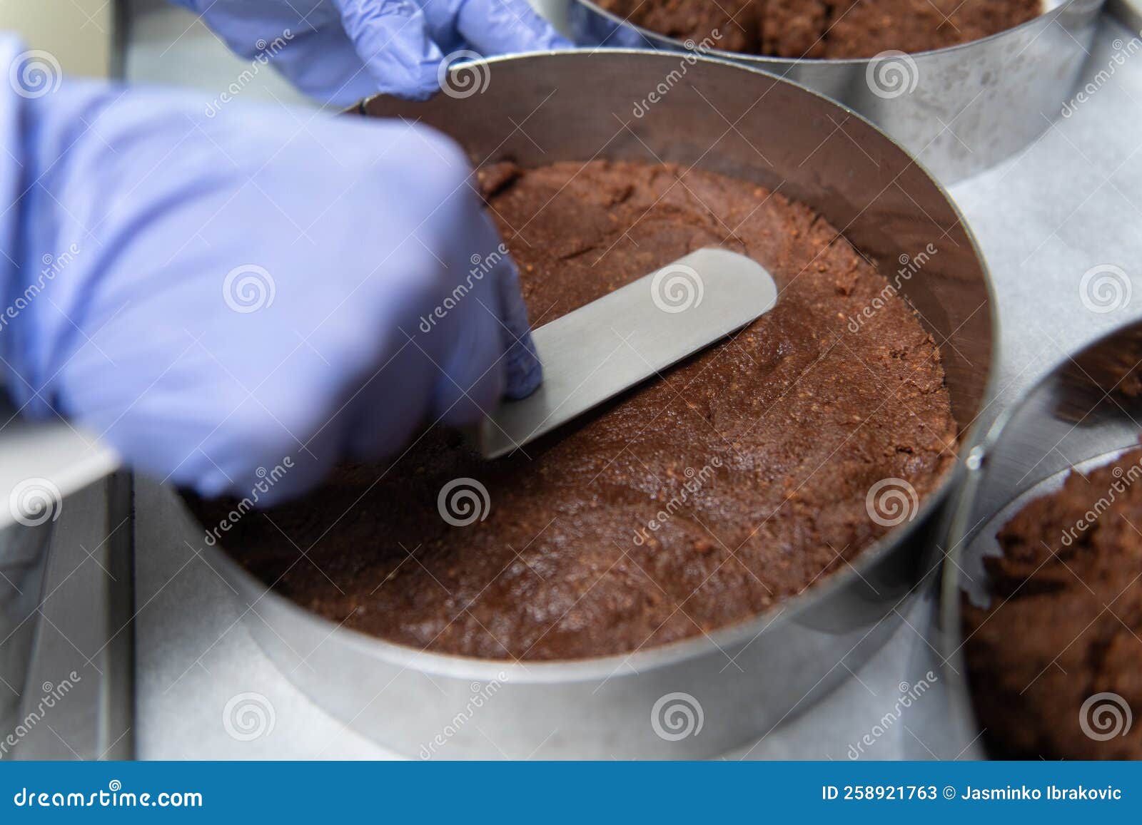 Chef Making Crust Cake from Chocolate and Cream Stock Image - Image of ...