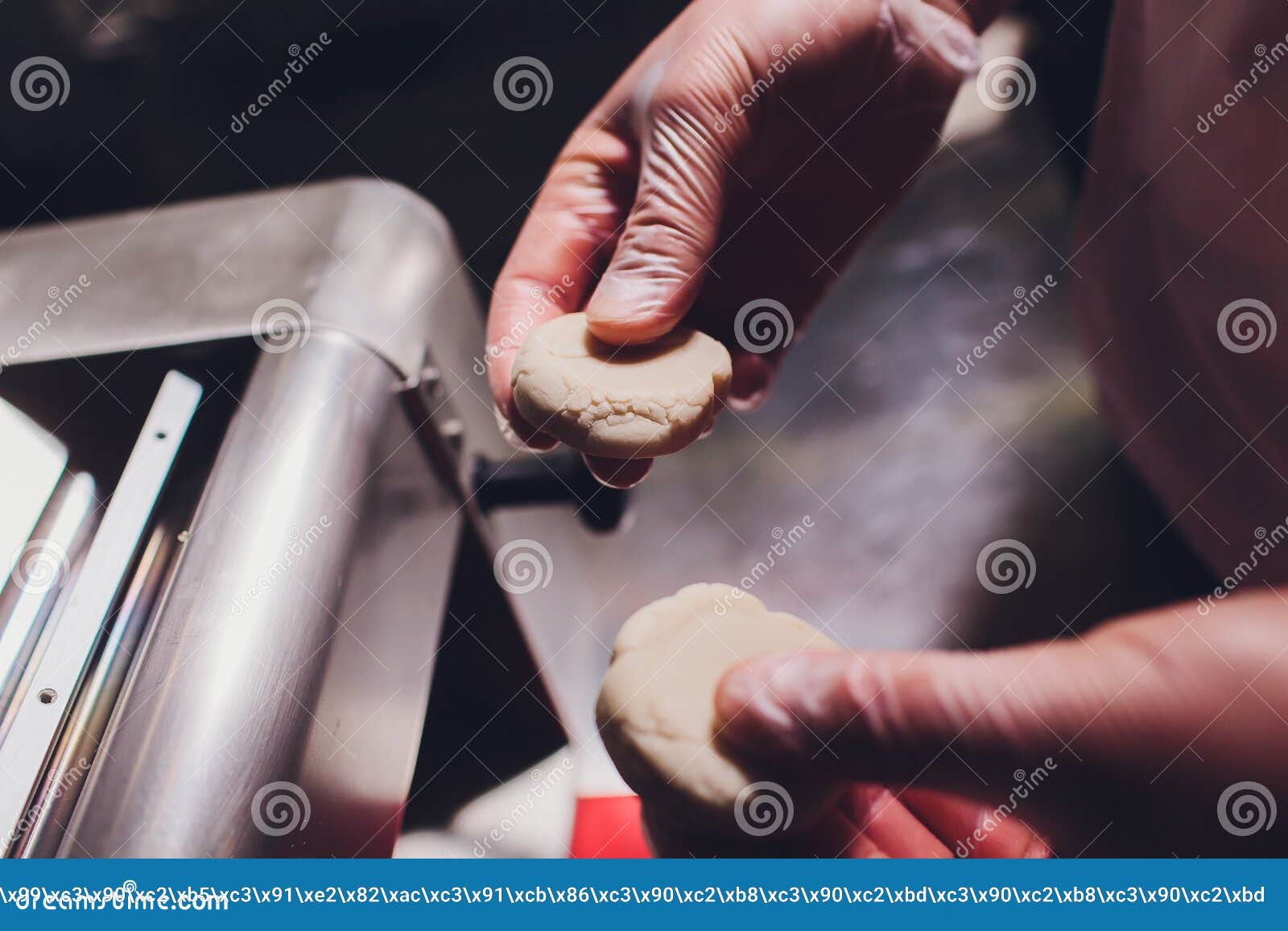 Chef Making Dough Pastry Sheeter Bakery Baker Forming Shaping Dough ...