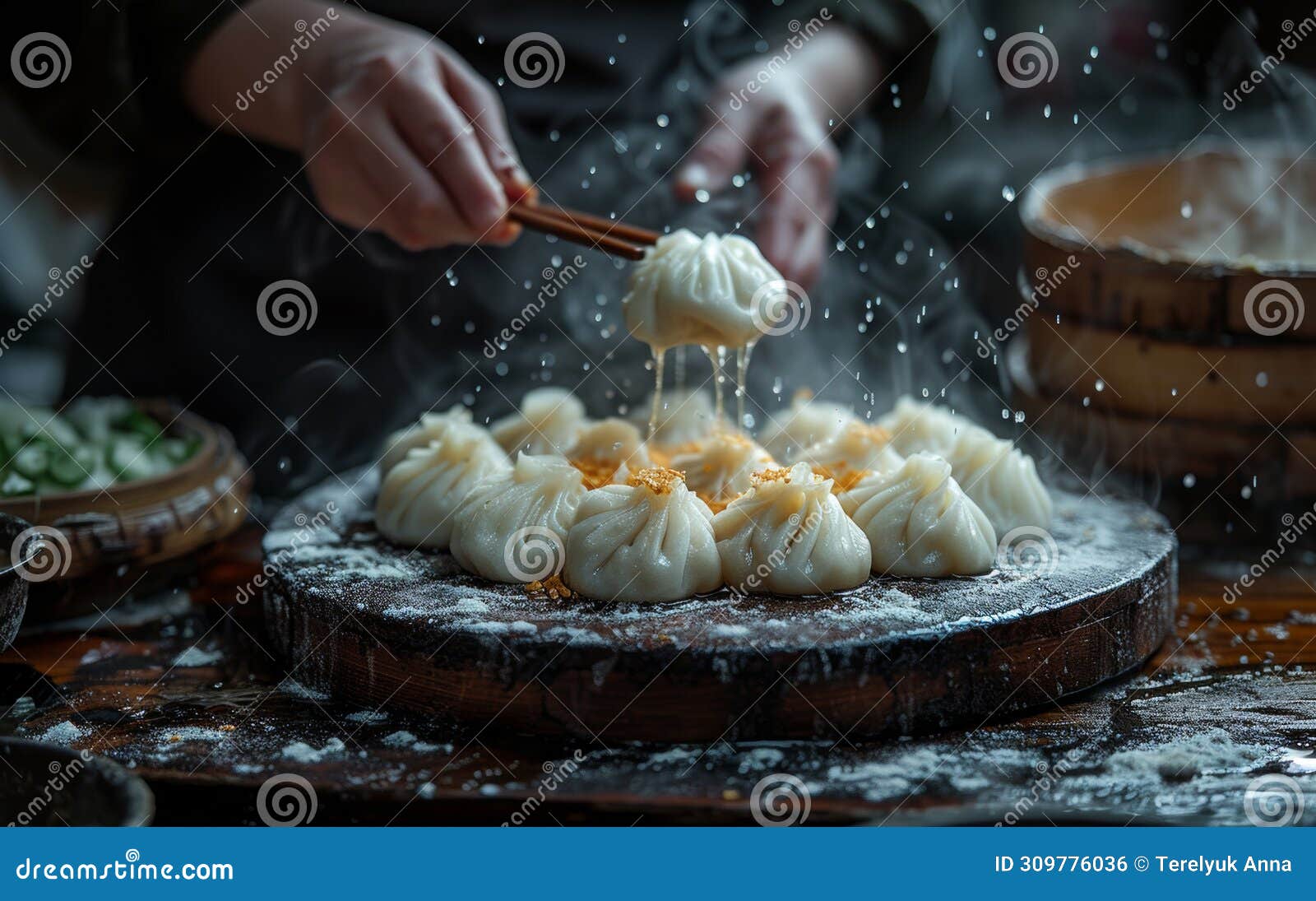 Chef Making Dumplings in Restaurant Stock Photo - Image of preparation ...