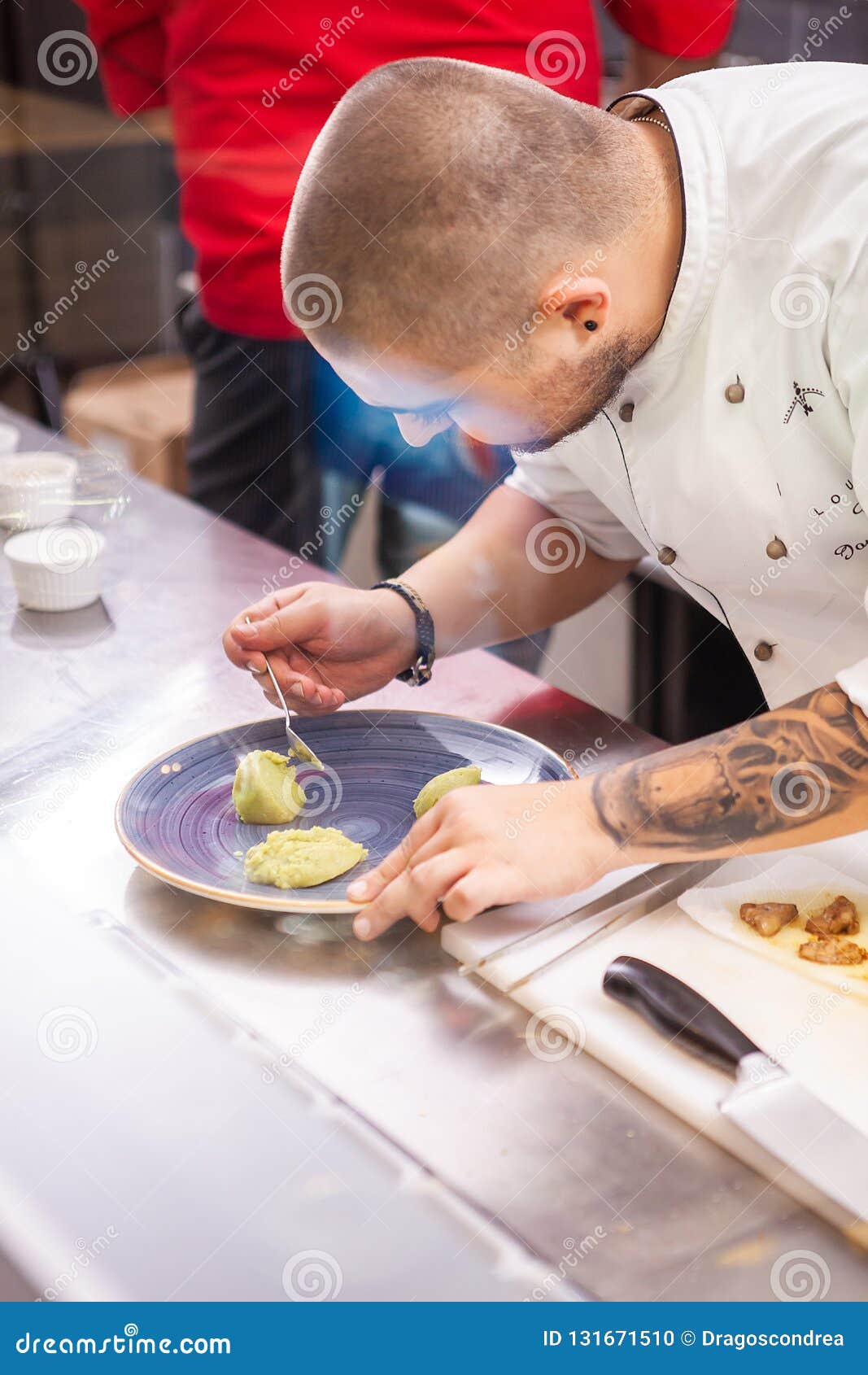 Chef Making Fine Dining with Avocado Stock Photo - Image of caucasian ...