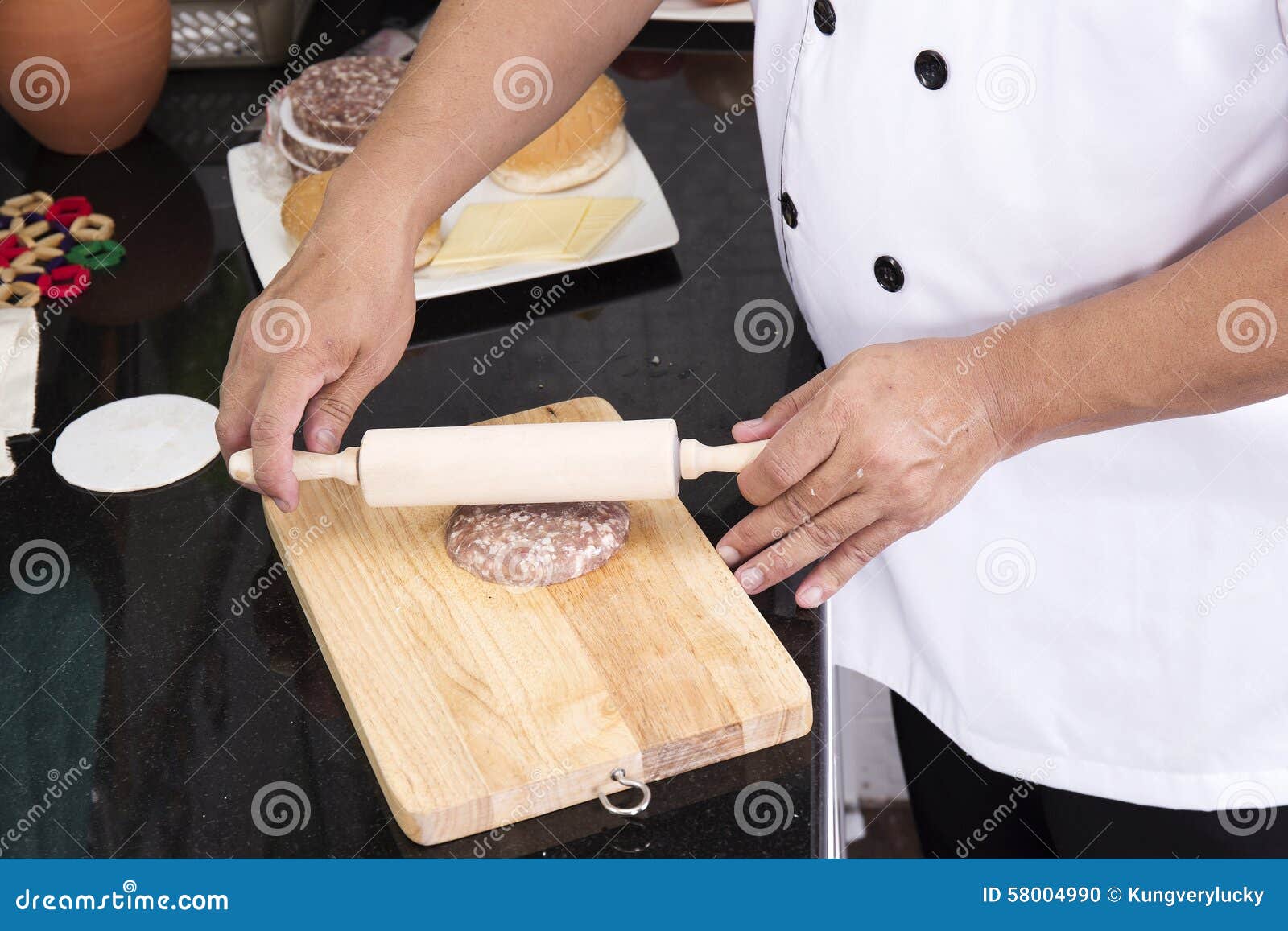 Chef Making Hamburger Patty Stock Photo - Image of background ...