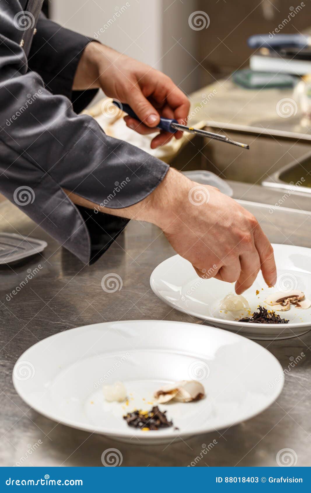 Chef making a lunch dish stock image. Image of cooking - 88018403