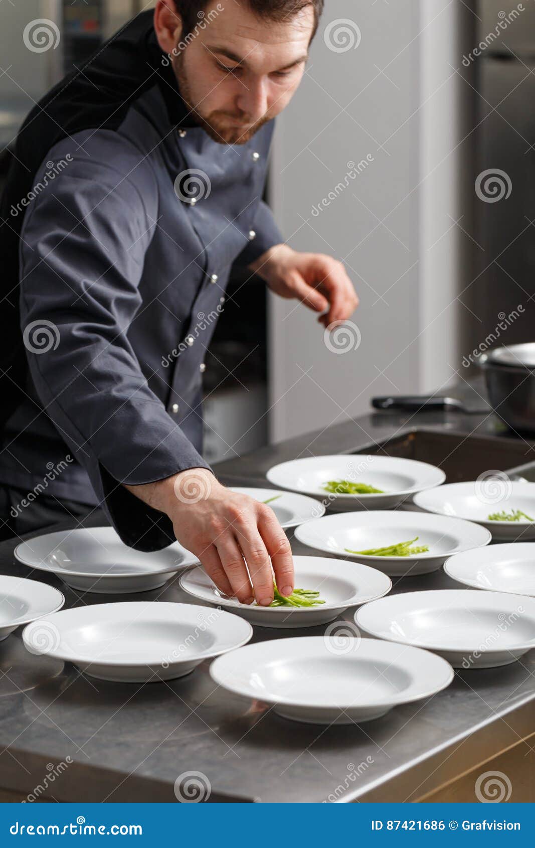 Chef making a lunch dish stock photo. Image of plate - 87421686