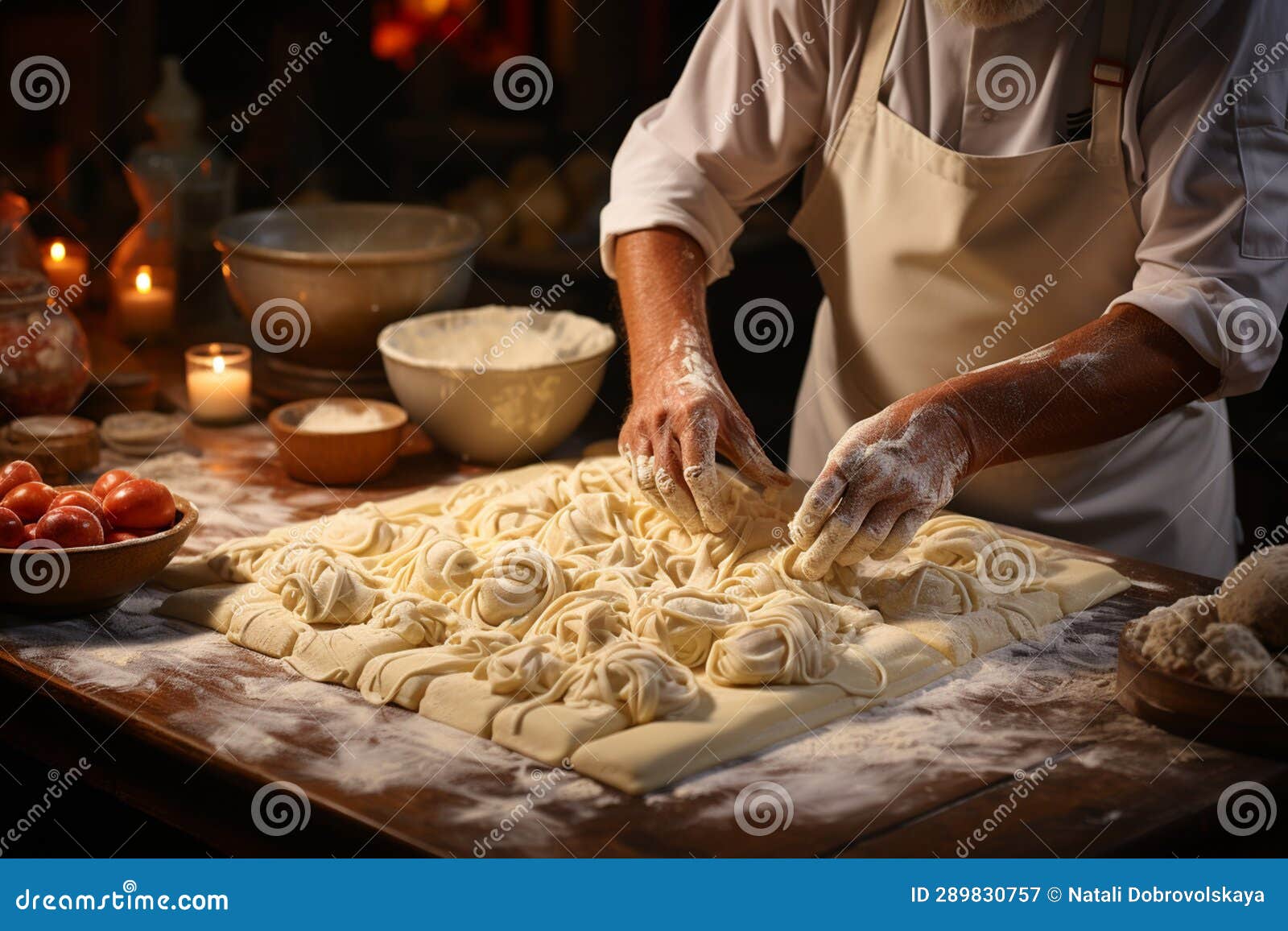 Chef Making Pasta on Kitchen,italian Food Stock Image - Image of ...