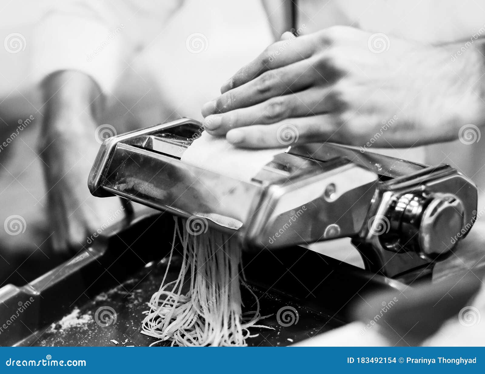 Chef Making Pasta with a Machine, Home Made Fresh Pasta Stock Photo ...