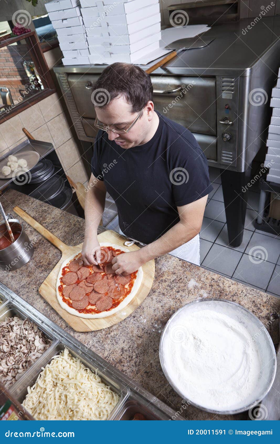 Chef making a pizza stock image. Image of jumbo, family - 20011591