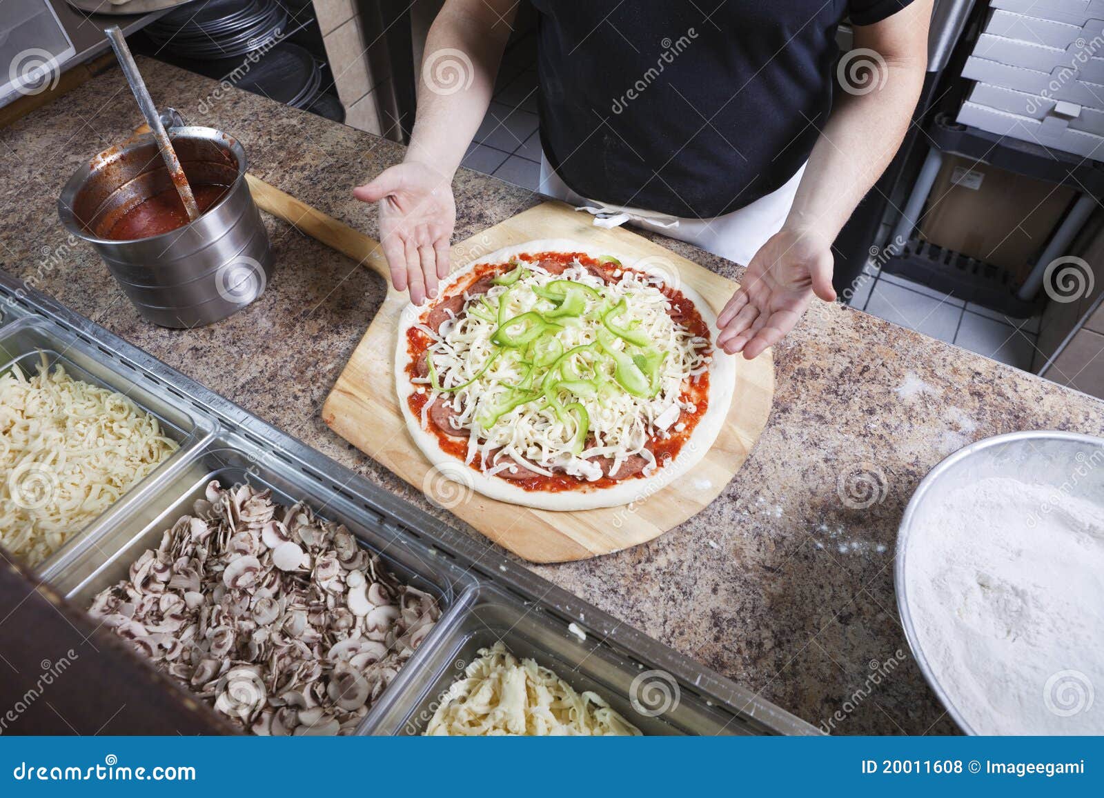 Chef making a pizza stock photo. Image of oven, businessman - 20011608
