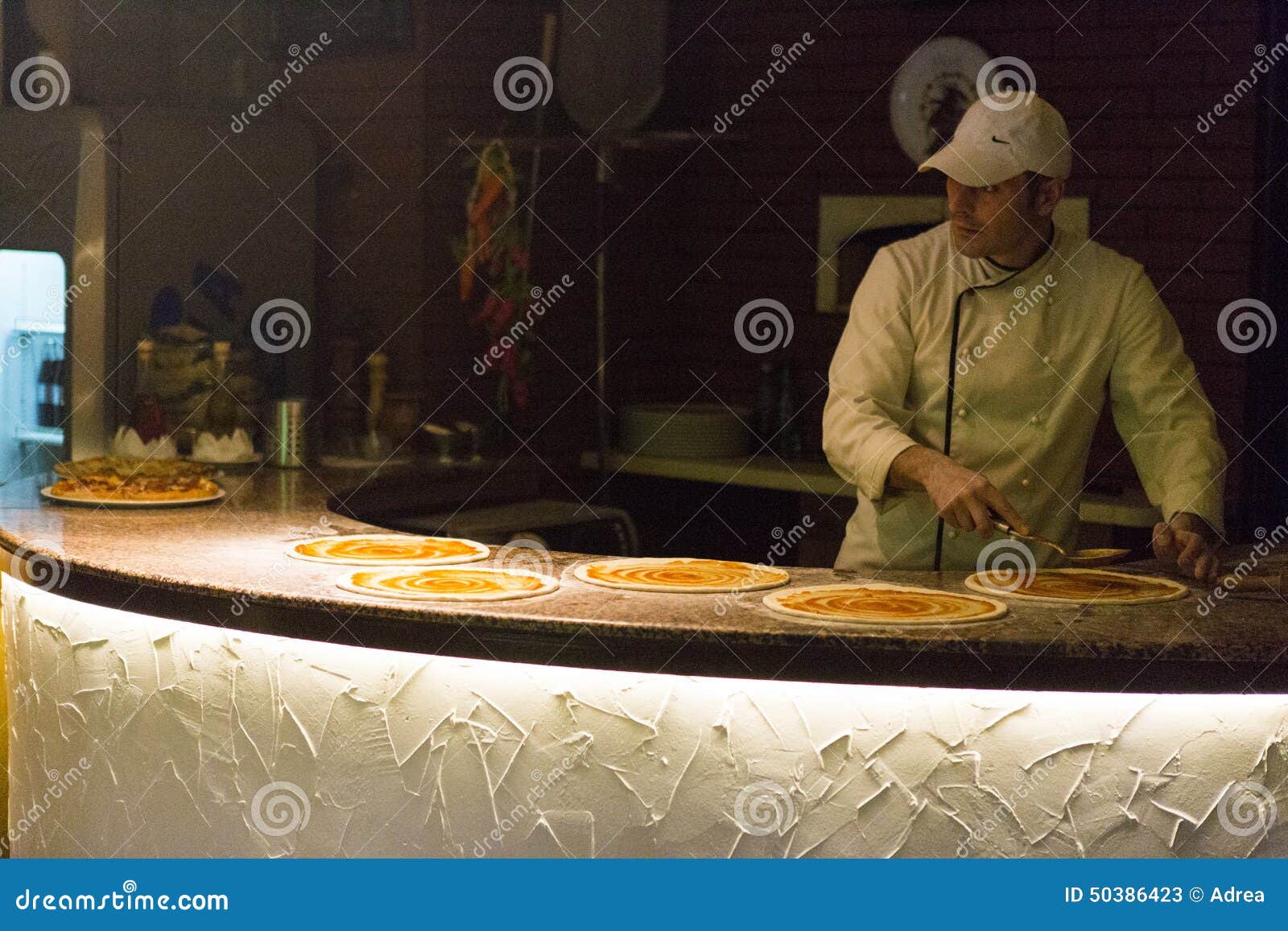 Chef Preparing Pizza at a Cooking Contest Stock Image - Image of : 50386423