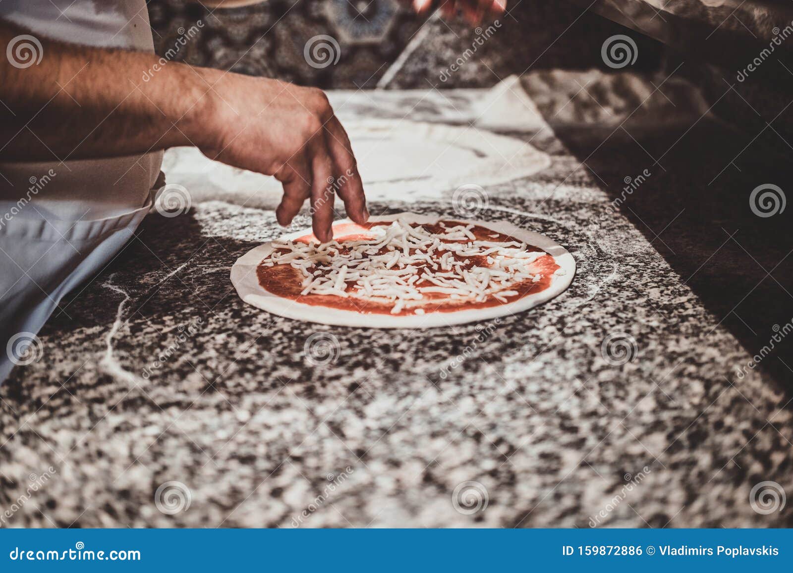 Chef is Making Pizza at the Restaurant Kitchen Stock Photo - Image of ...