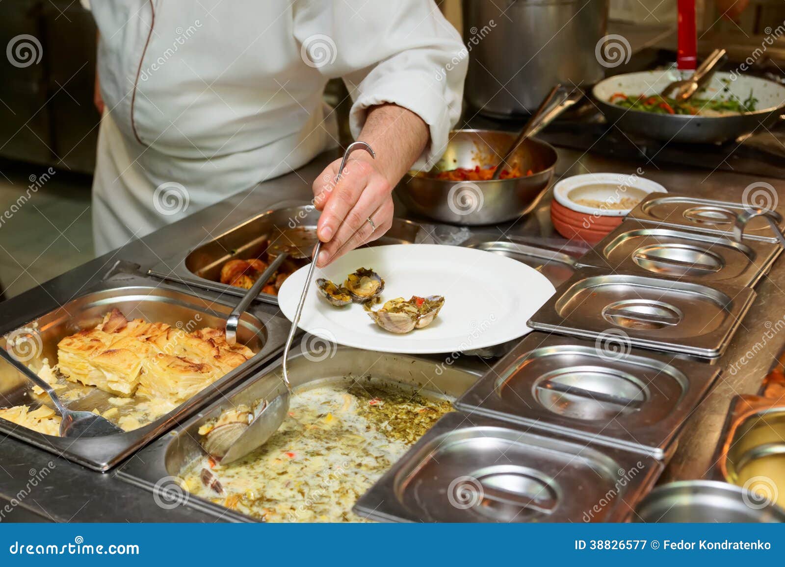 Chef is Making a Seafood Dish Stock Image - Image of piece, dispenser ...