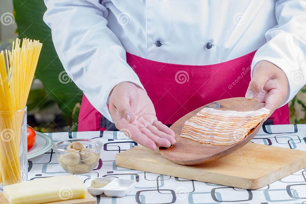 Chef making Spaghetti stock photo. Image of juicy, health - 83919620