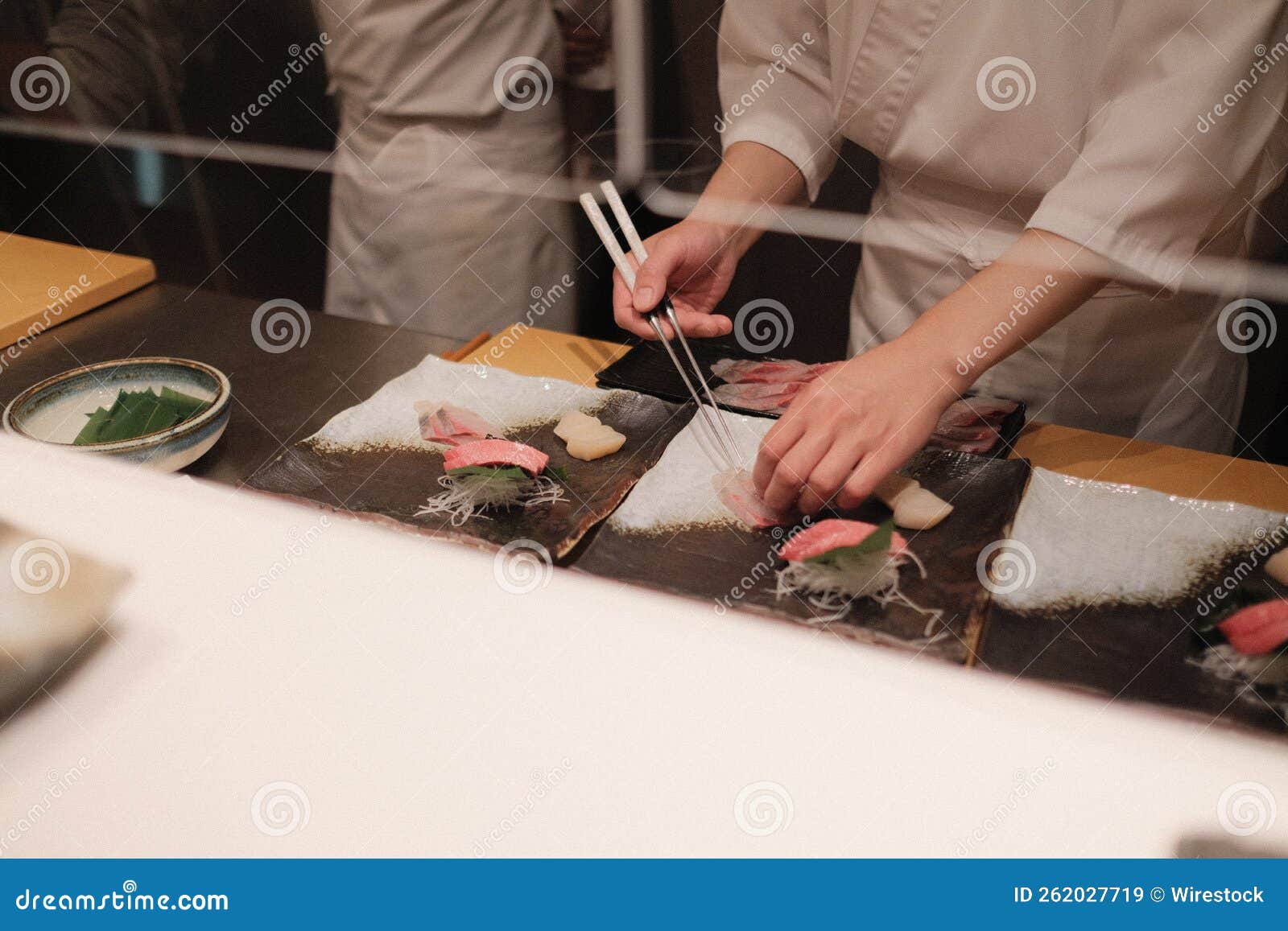Chef Making Sushi in a Japanese Restaurant Stock Image - Image of ...