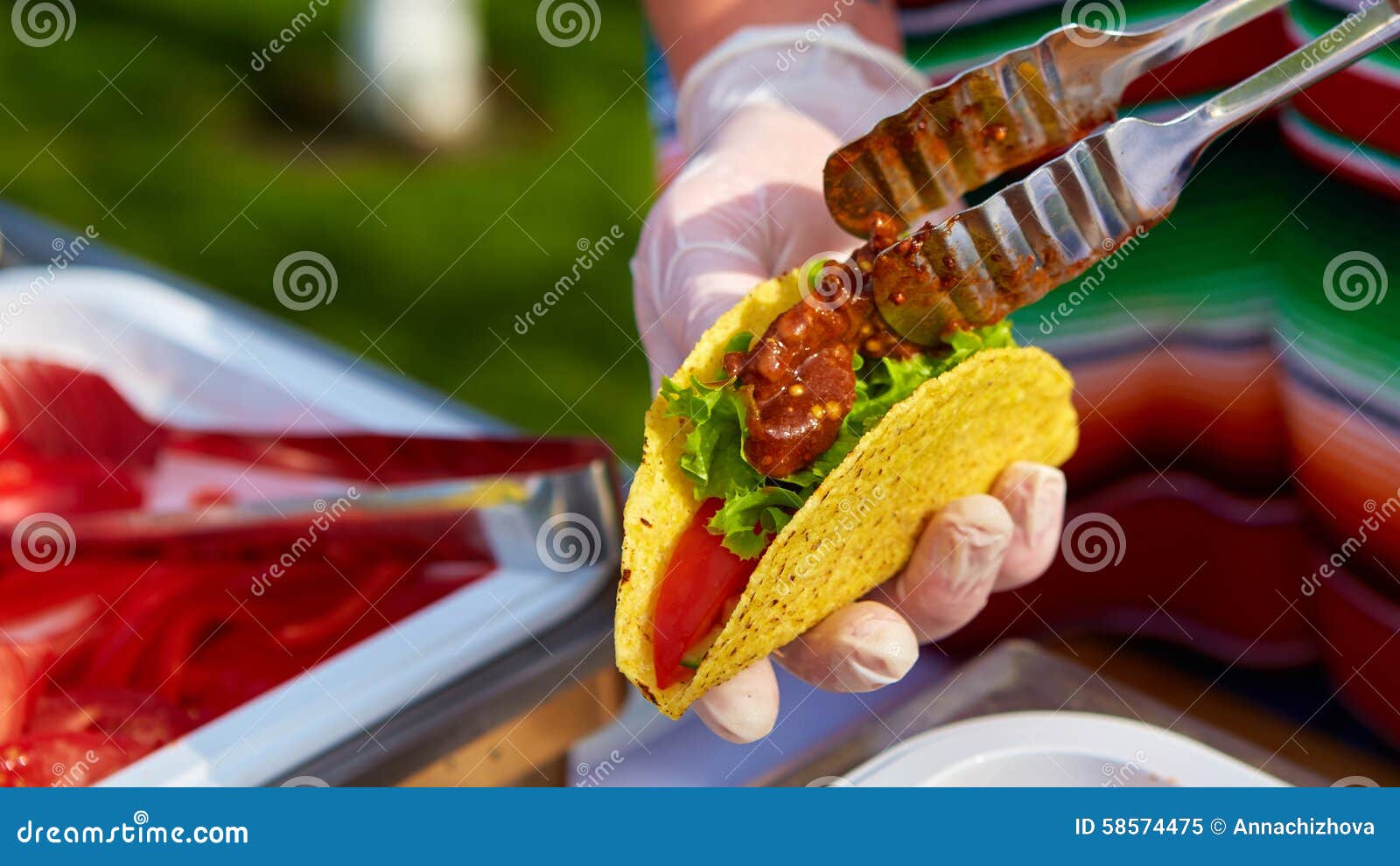 Chef Making Tacos at a Street Cafe Stock Image - Image of cooked ...