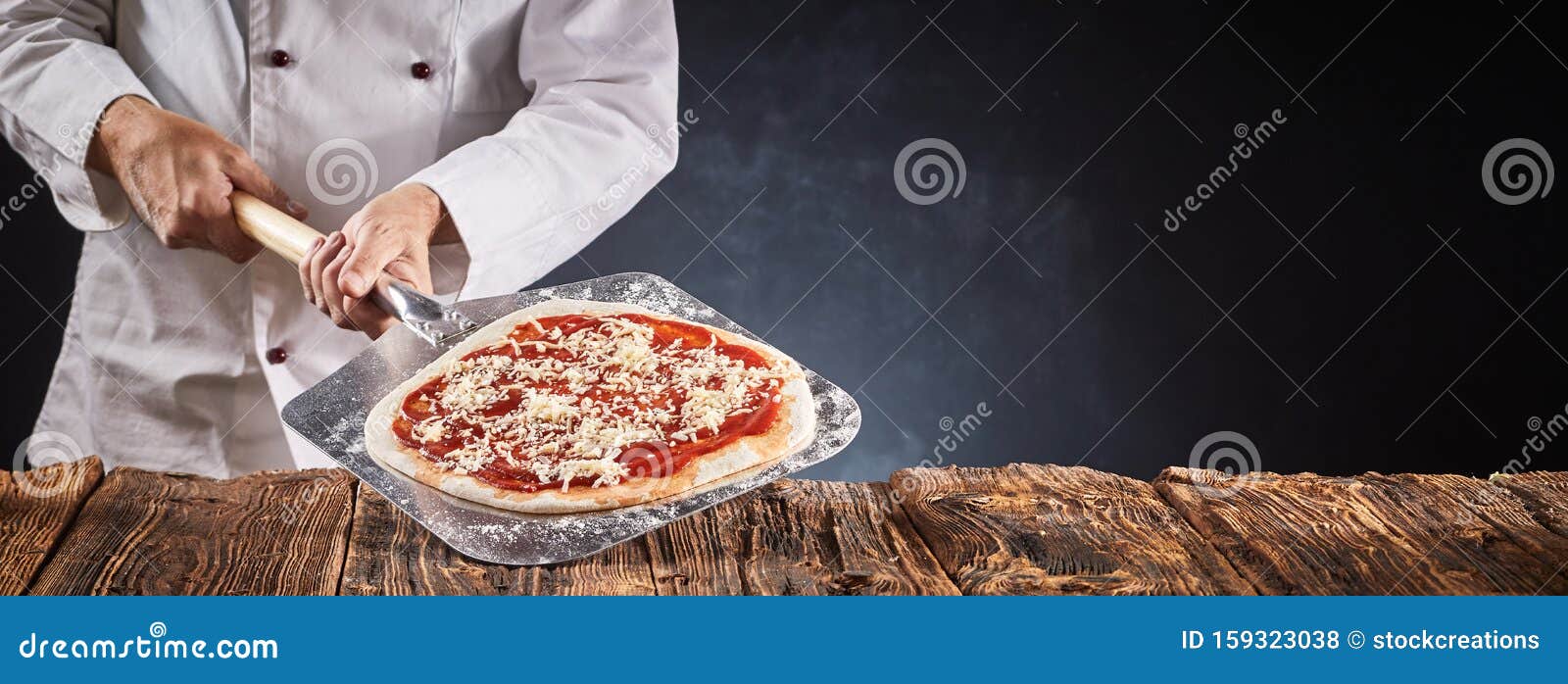 Chef Making a Traditional Italian Pizza Stock Photo - Image of ...