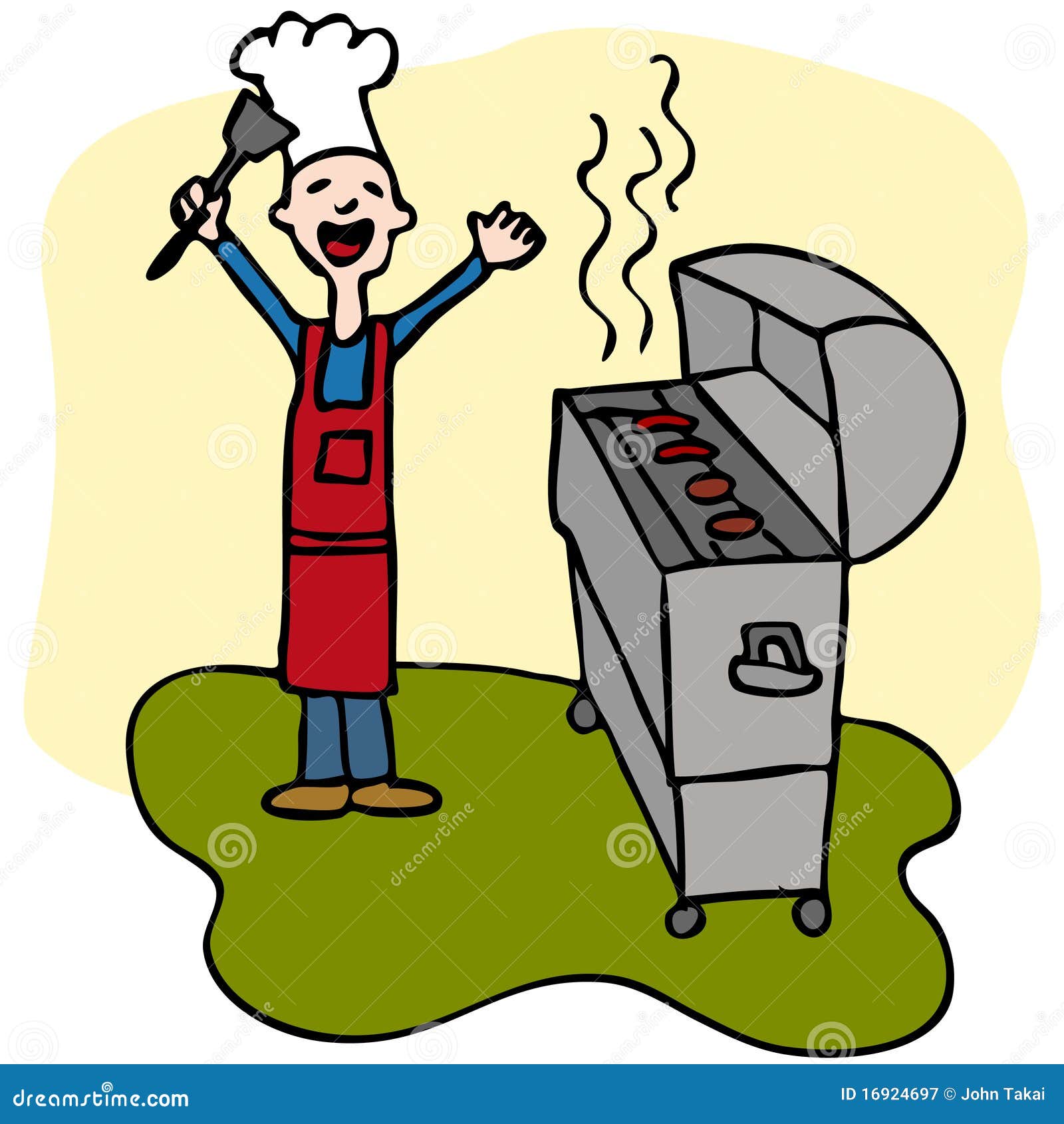 Chef Man Cooking Barbecue Grill Stock Vector - Illustration of vector ...