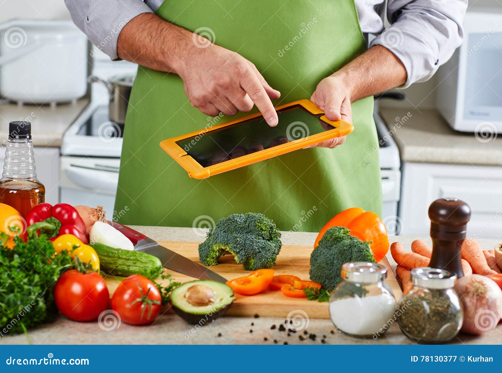 Chef Man Cooking in the Kitchen. Stock Image - Image of nutrition ...