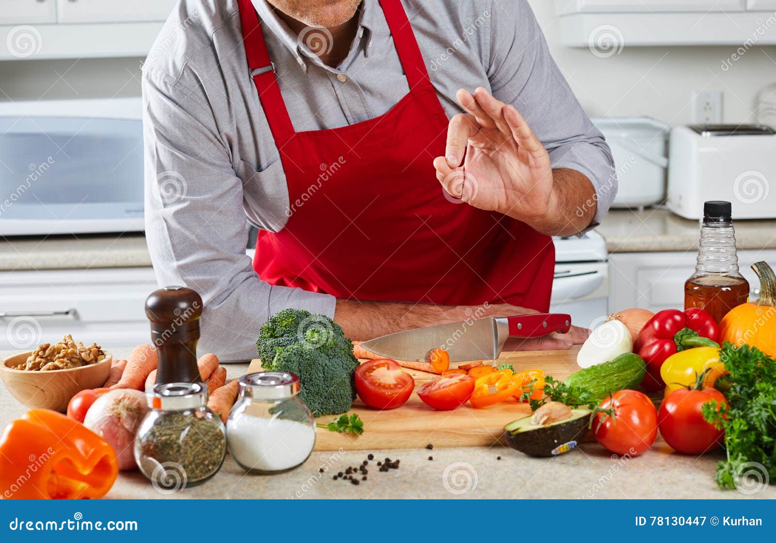 Chef Man Cooking in the Kitchen. Stock Image - Image of diet, healthy ...