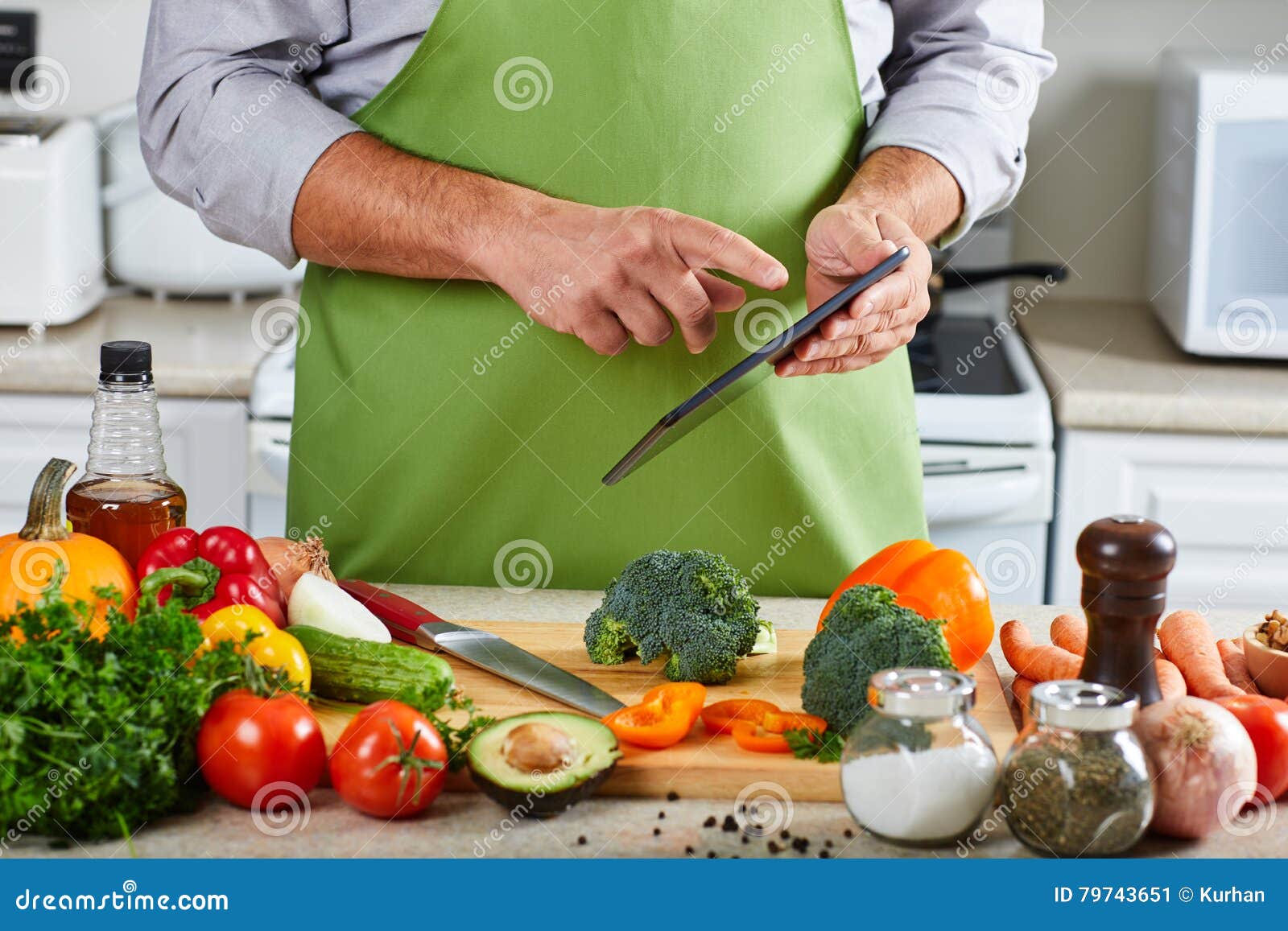 Chef Man Cooking in the Kitchen. Stock Image - Image of healthy, cook ...