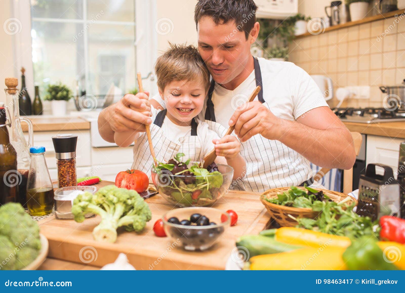 Chef Cooking Pasta Top View On Dark Background Royalty-Free Stock ...